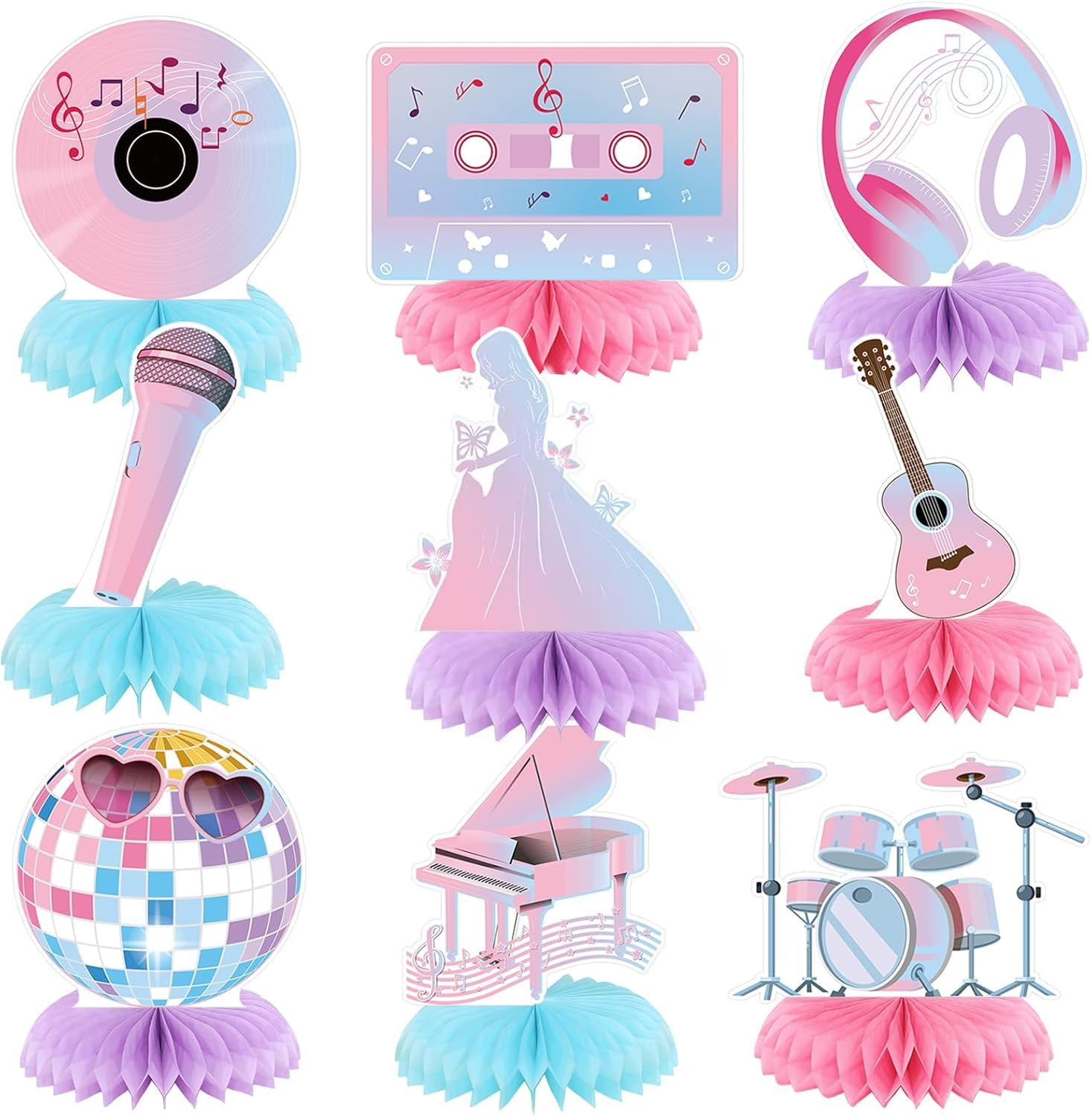 Popular Birthday Party Decorations Music Party Honeycomb Centerpieces ...