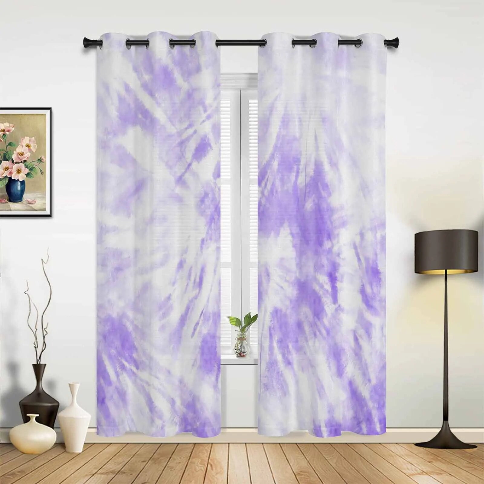 Popular Color Periwinkle Blue Tie-Dye Window Curtains for Bedroom ...