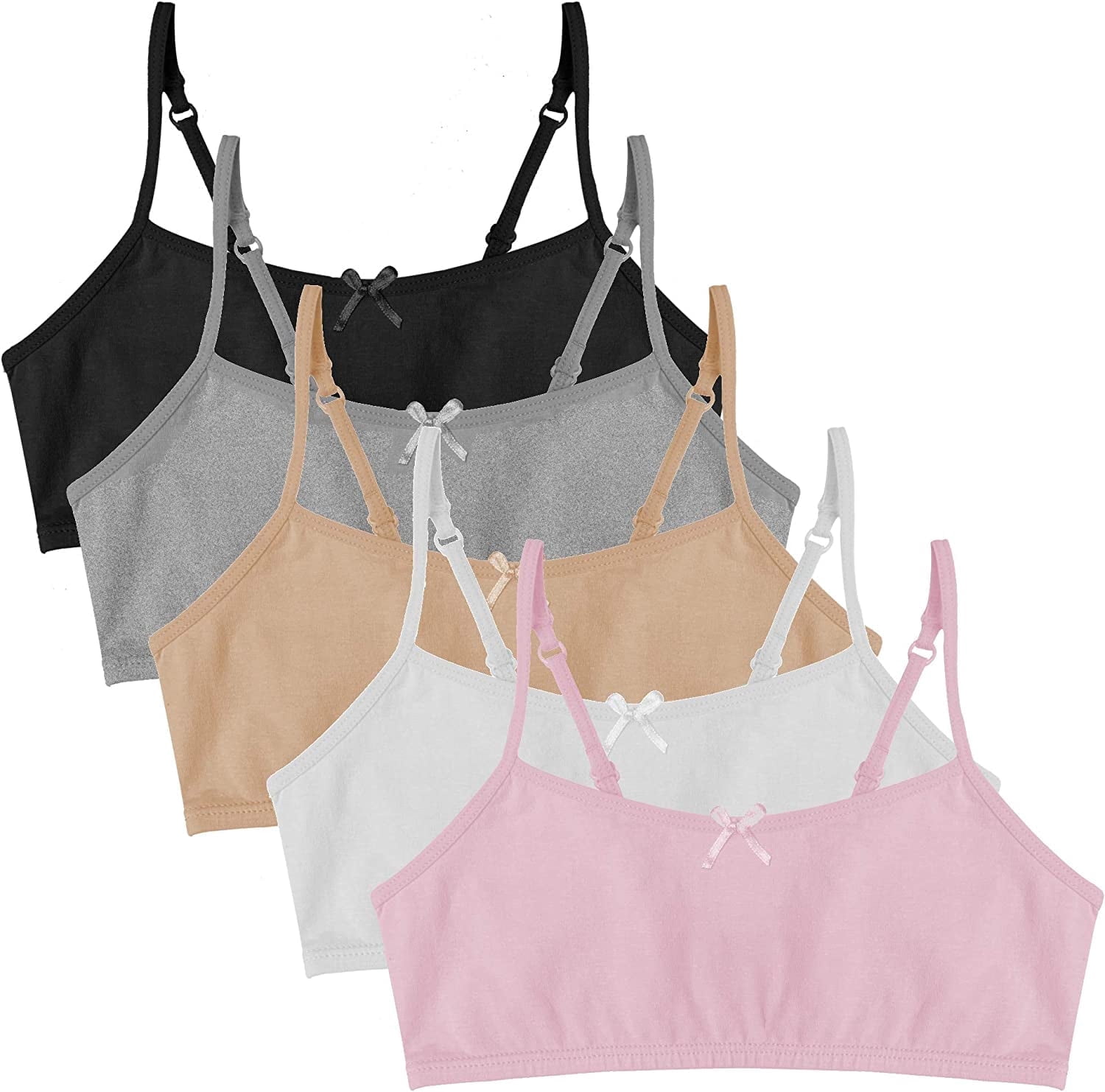 Popular Girl's Cotton Cami Crop Bra with Adjustable Straps - 5 pack ...