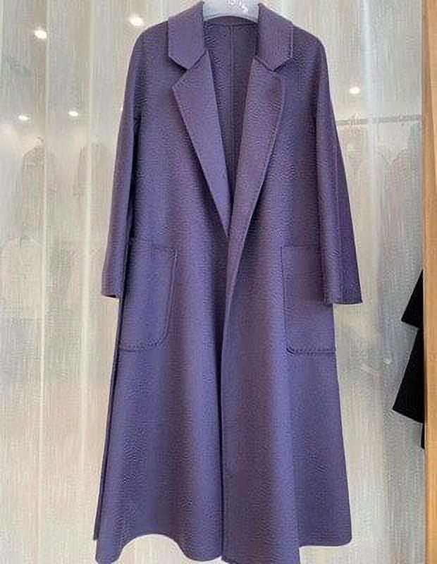 Popular High End Water Ripple Double-Sided Wool Coat Women Long ...