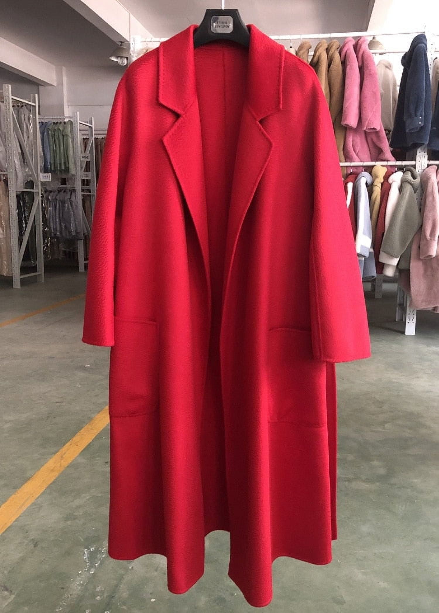 Popular High End Water Ripple Double-Sided Wool Coat Women Long ...