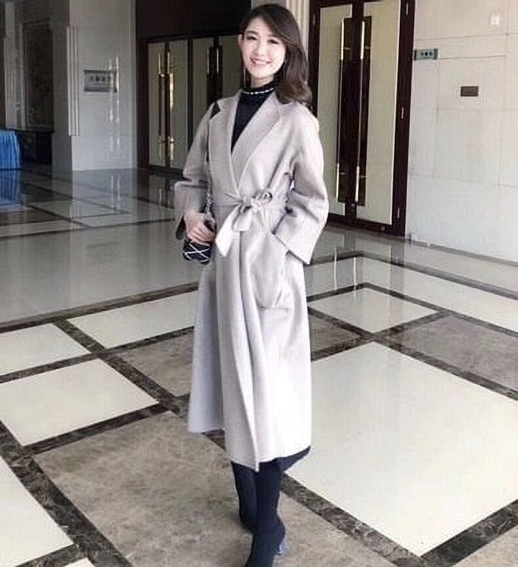 Popular High End Water Ripple Double-Sided Wool Coat Women Long ...
