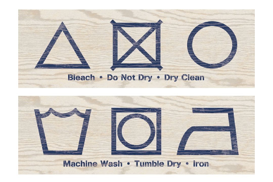 Popular Laundry Icon Signs; Machine Wash, Tumble Dry, Iron, Bleach, Do ...
