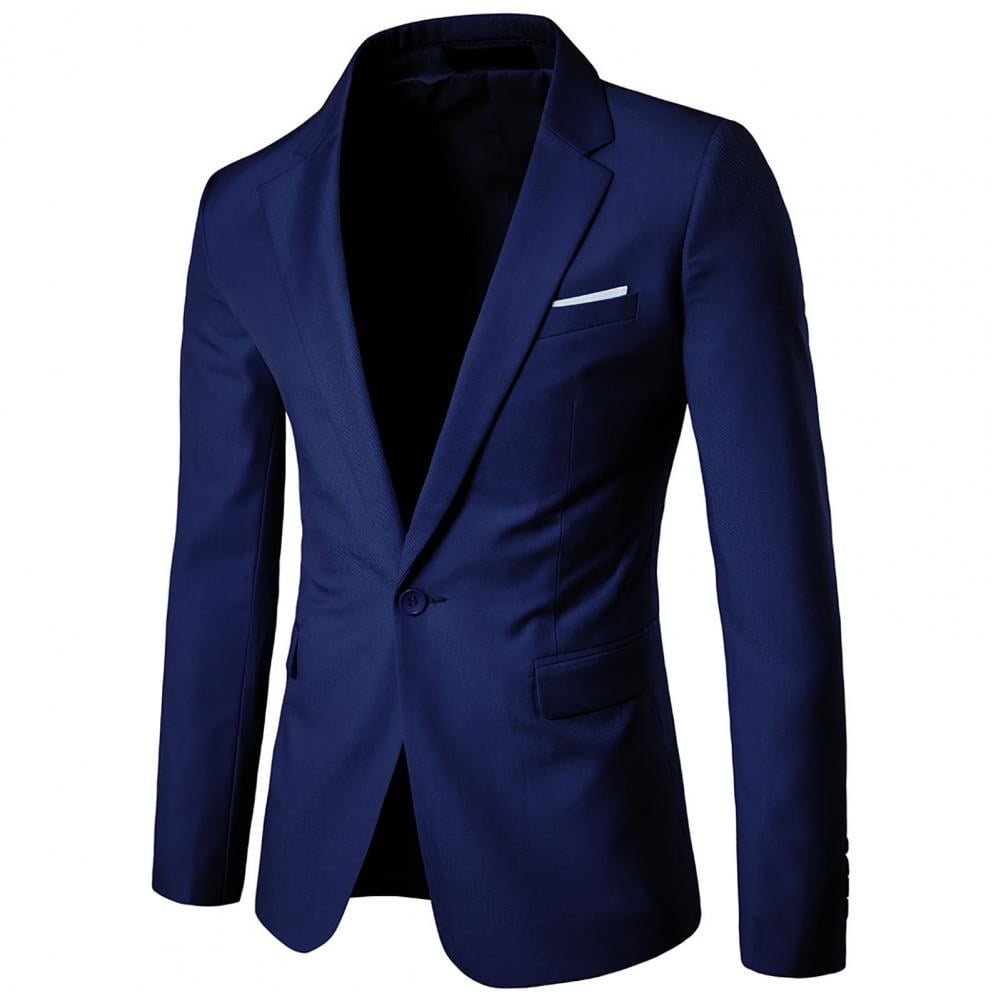 Popular Men Blazer Turndown Collar Plus Size Slim-fitting Button Suit ...