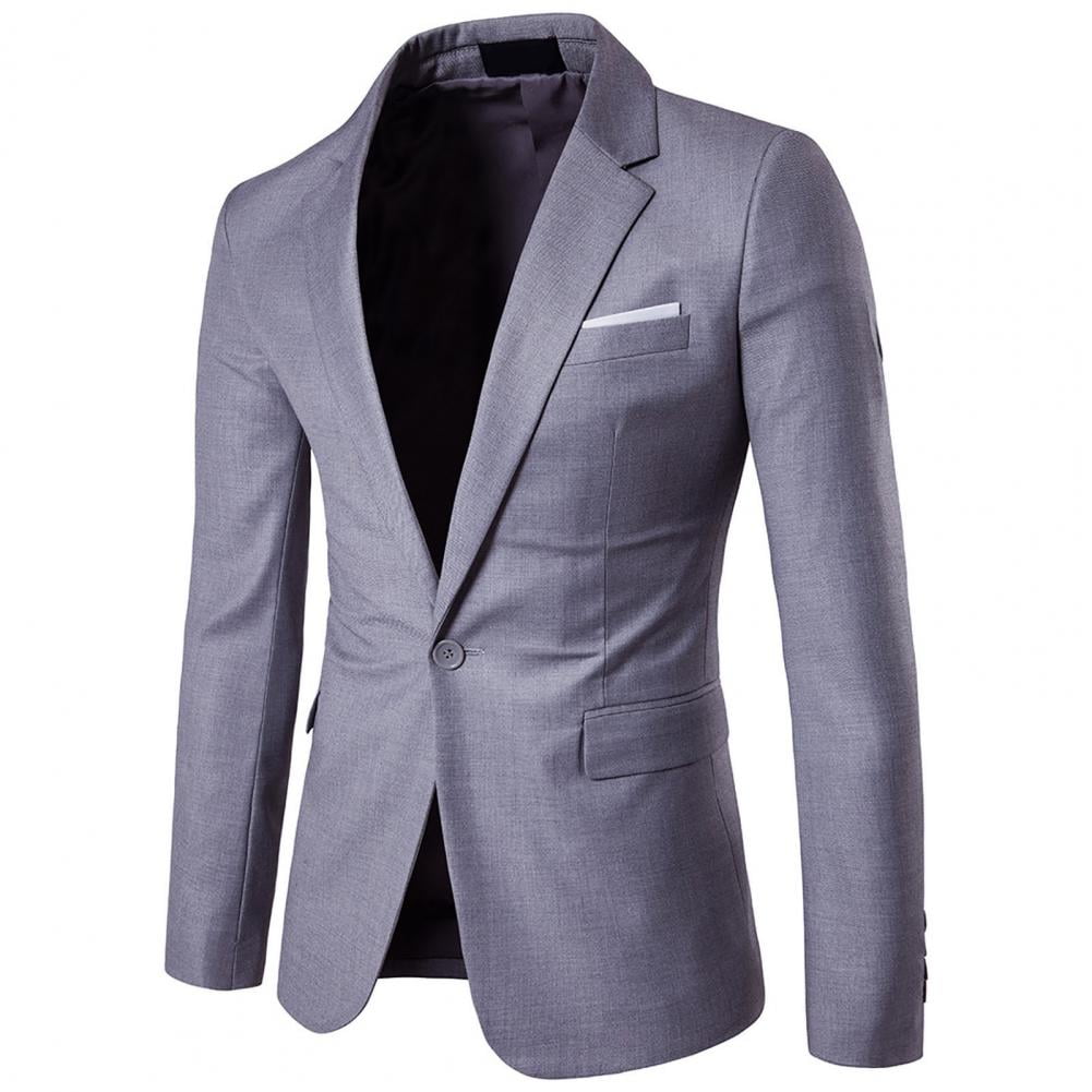 Popular Men Blazer Turndown Collar Plus Size Slim-fitting Button Suit ...