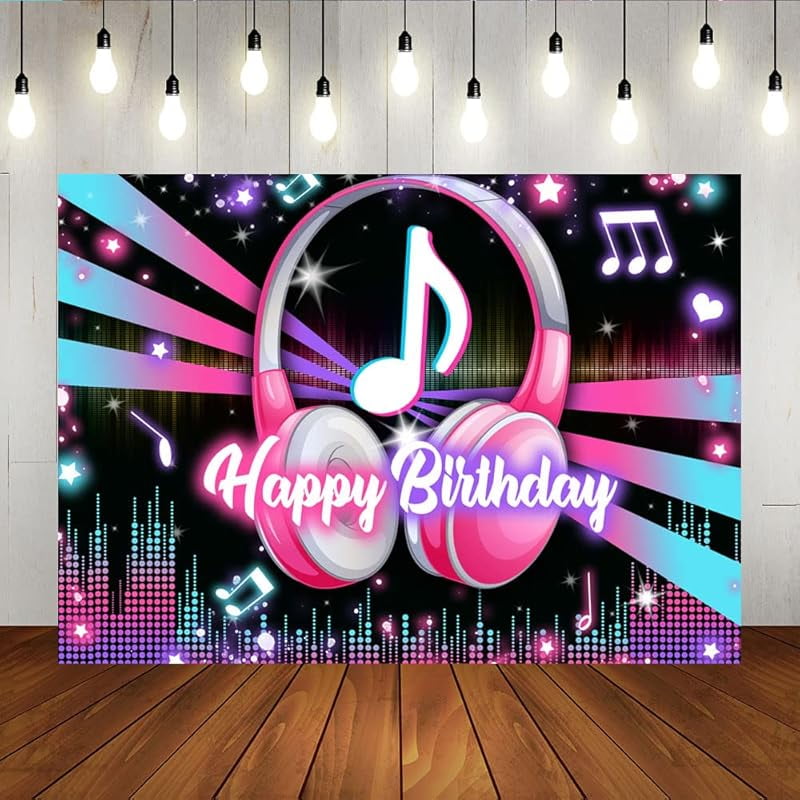 Popular Musical Theme Birthday Party Backdrop Music Happy Birthday ...