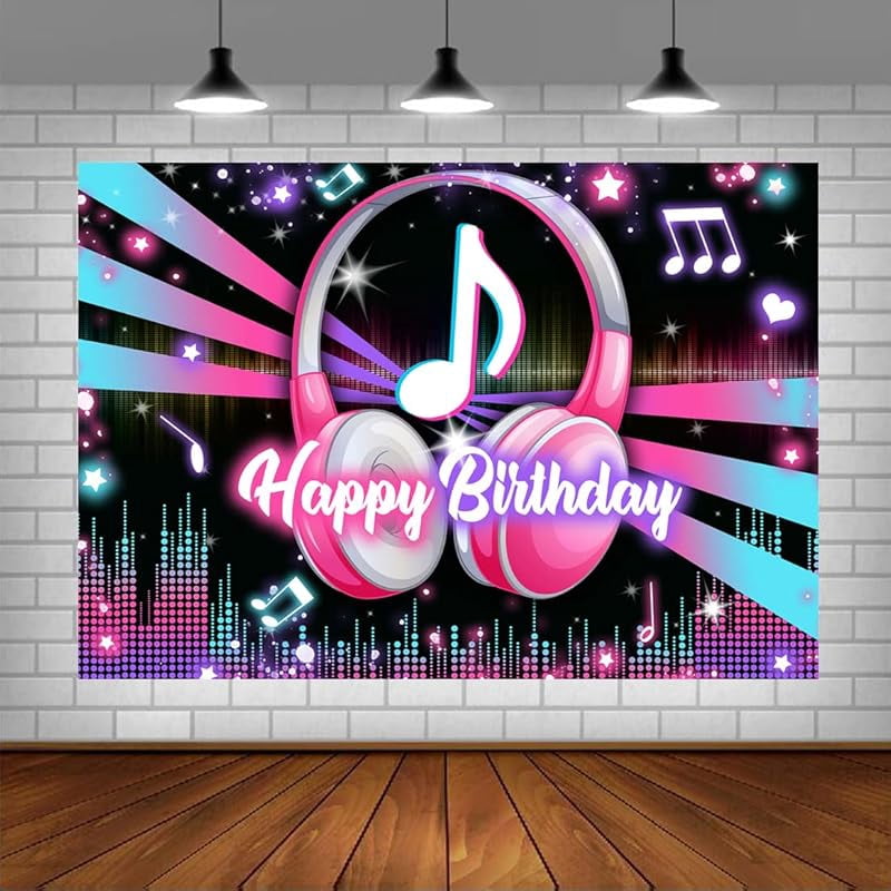 Popular Musical Theme Birthday Party Backdrop Music Happy Birthday ...