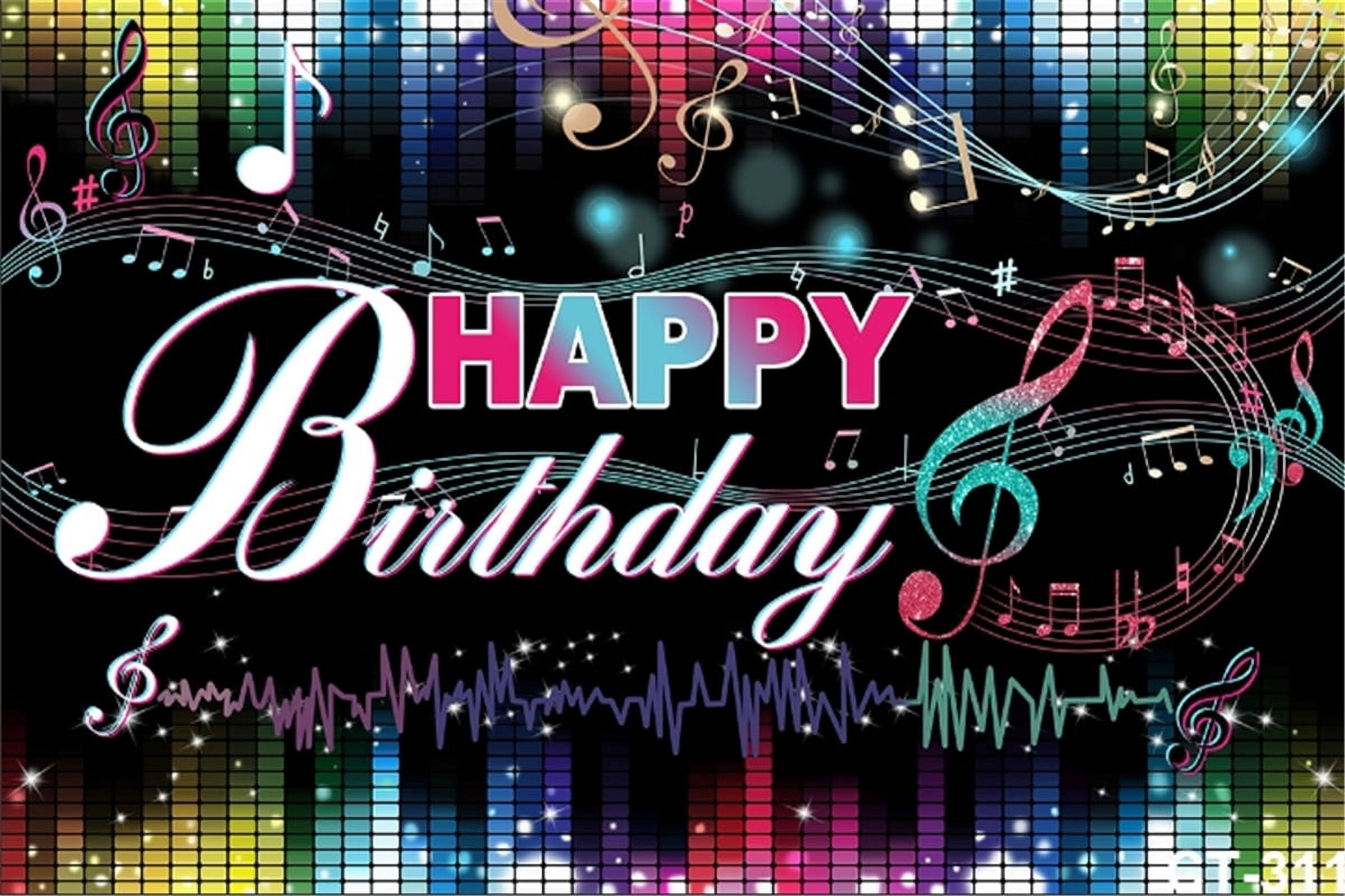 Popular Musical Theme Photography Backdrop Happy Birthday Party ...