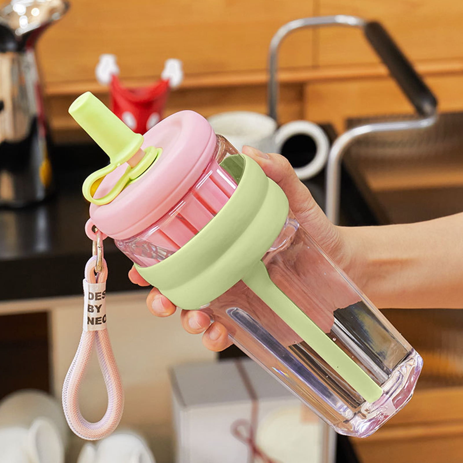 Popular Pick Today, Flower Tea Cup Straw Cup, Plastic Handle, Large ...