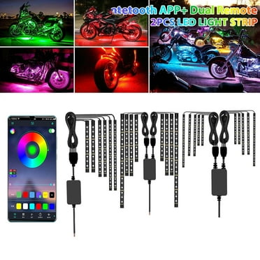 6pcs RGB Motorcycle Flexible Strip LED Light Lamp Neon Remote Kit DC ...