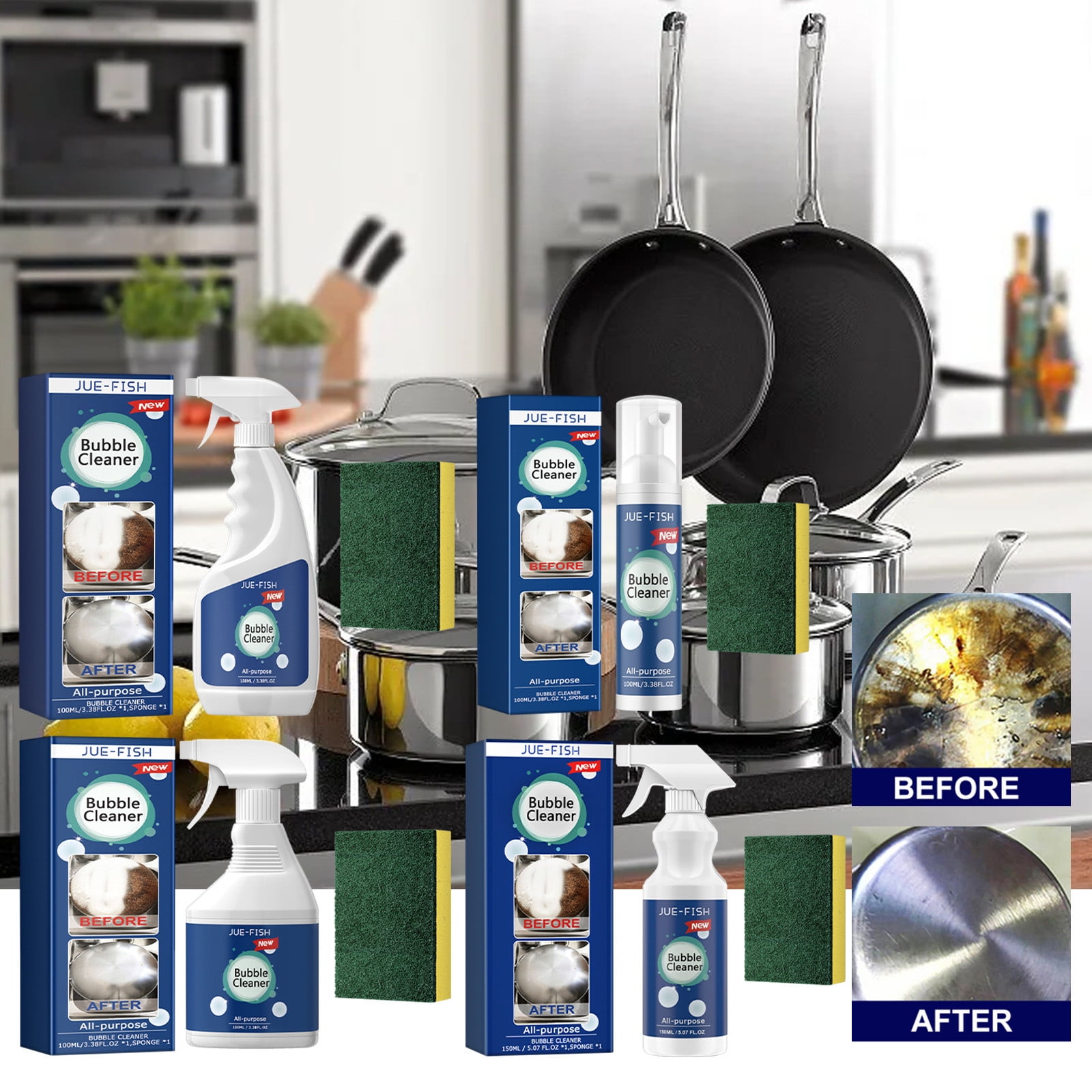 Popular Picks, 100ml Kitchen Oil Foam Cleaner, Range Hood and Stove Oil ...
