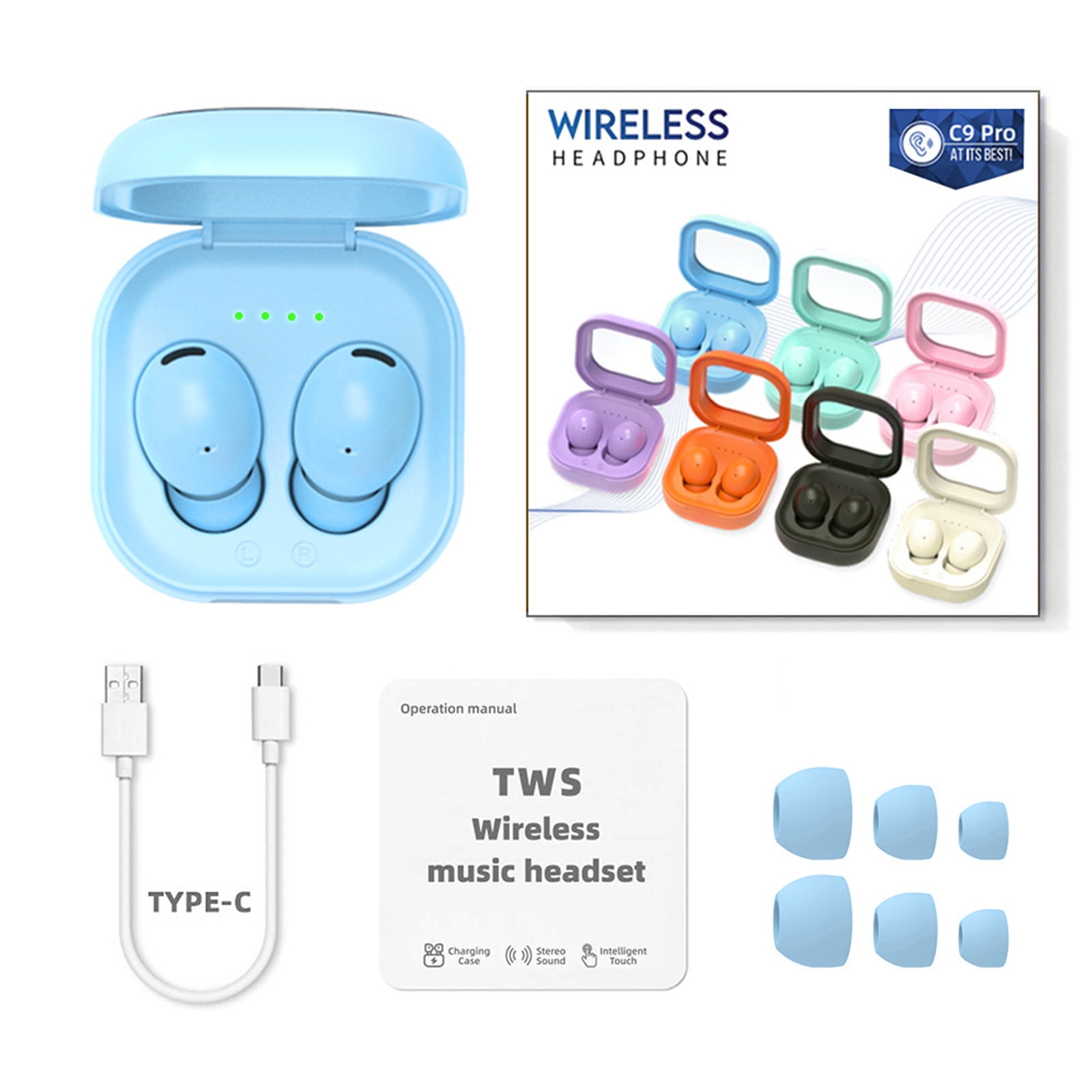 Popular Picks, 2025 C9Pro Bluetooth 5.3 Earphones, Mini Sports Design, Transparent Bin, Stylish ...