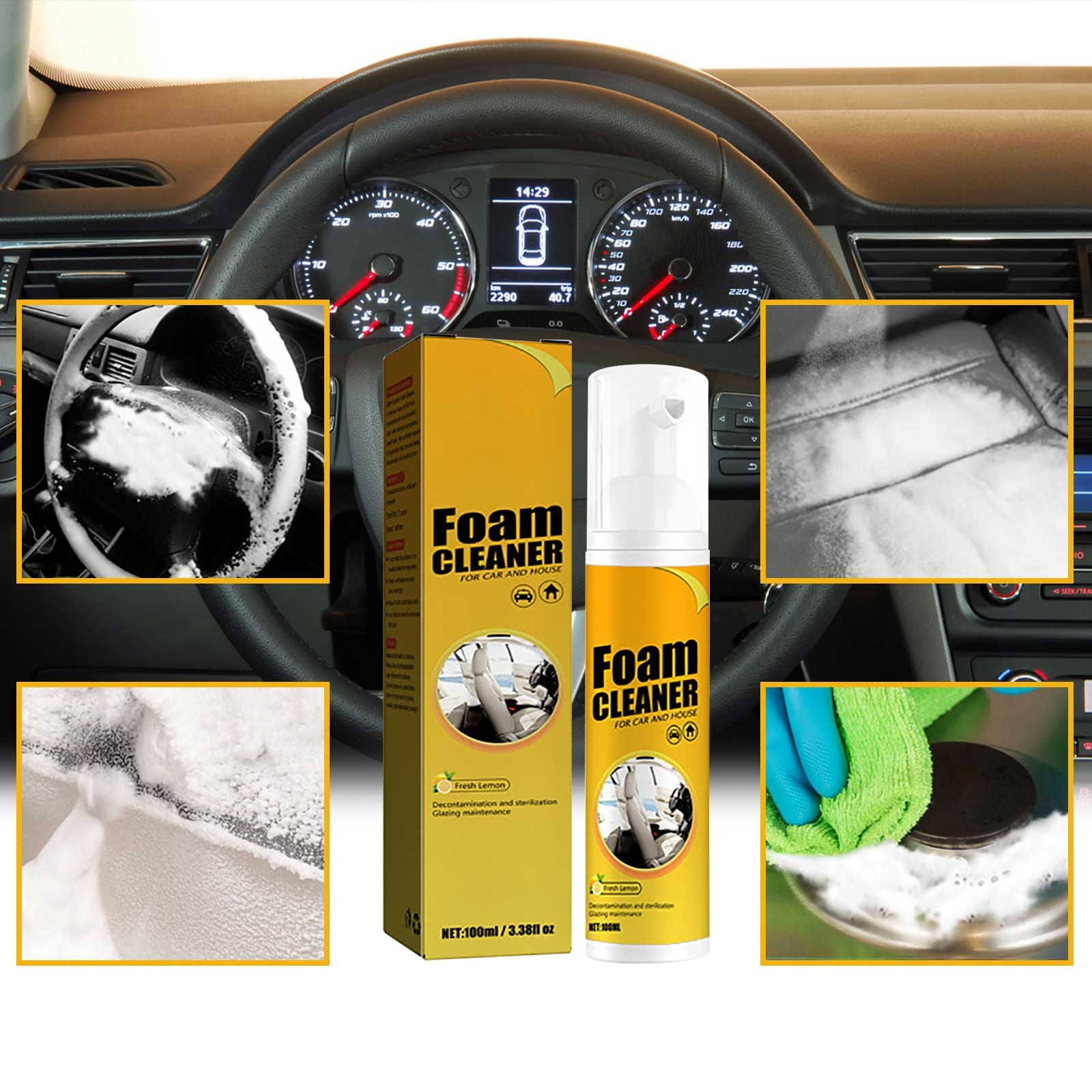 Popular Picks, 30ml Car Interior Foam Cleaner, for Accessories, Leather Seats, for Stain Removal ...