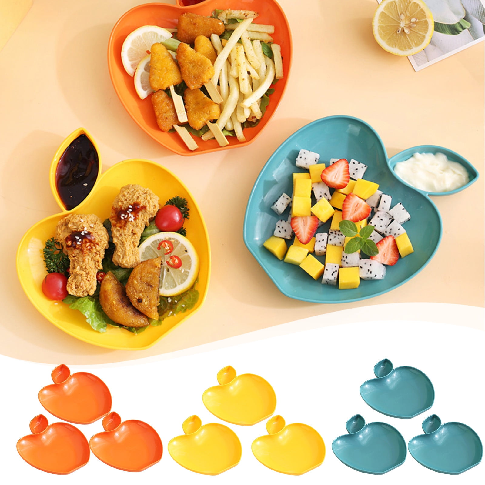 Popular Picks, 3pcs Dinner Plates 8.66inch X 6.88inch Plastic Set ...