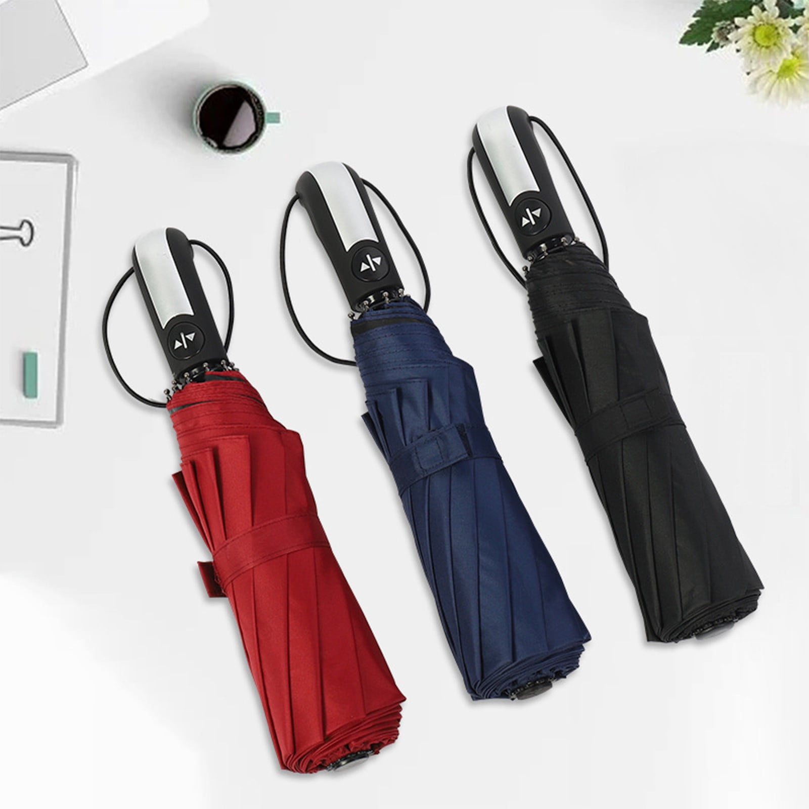 Popular Picks, Automatic Parasol Daylight Umbrella, Black Plastic ...