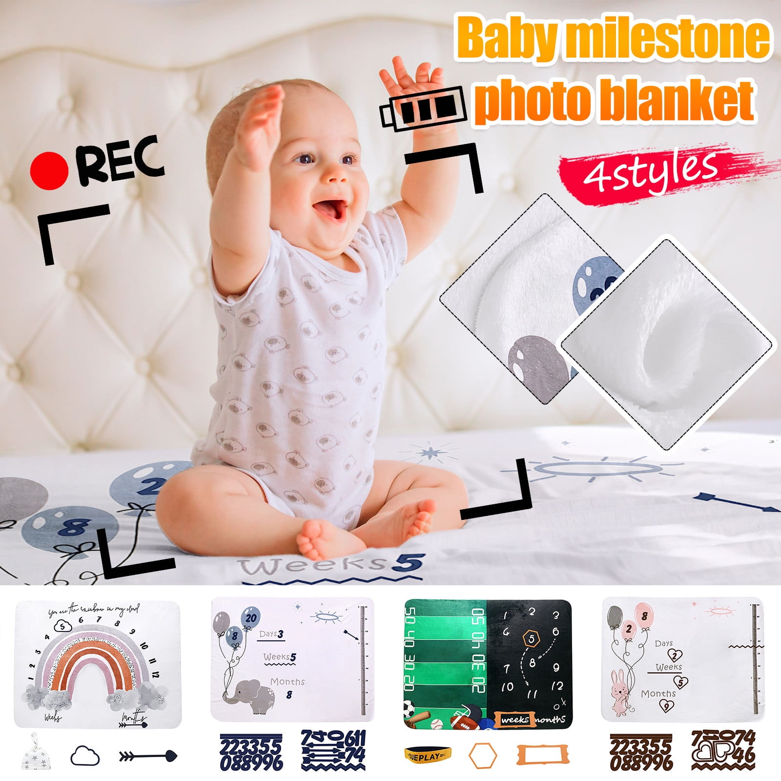 Popular Picks, Baby Monthly Milestone Blanket,Thick Flannel Fleece for Newborn Photography ...