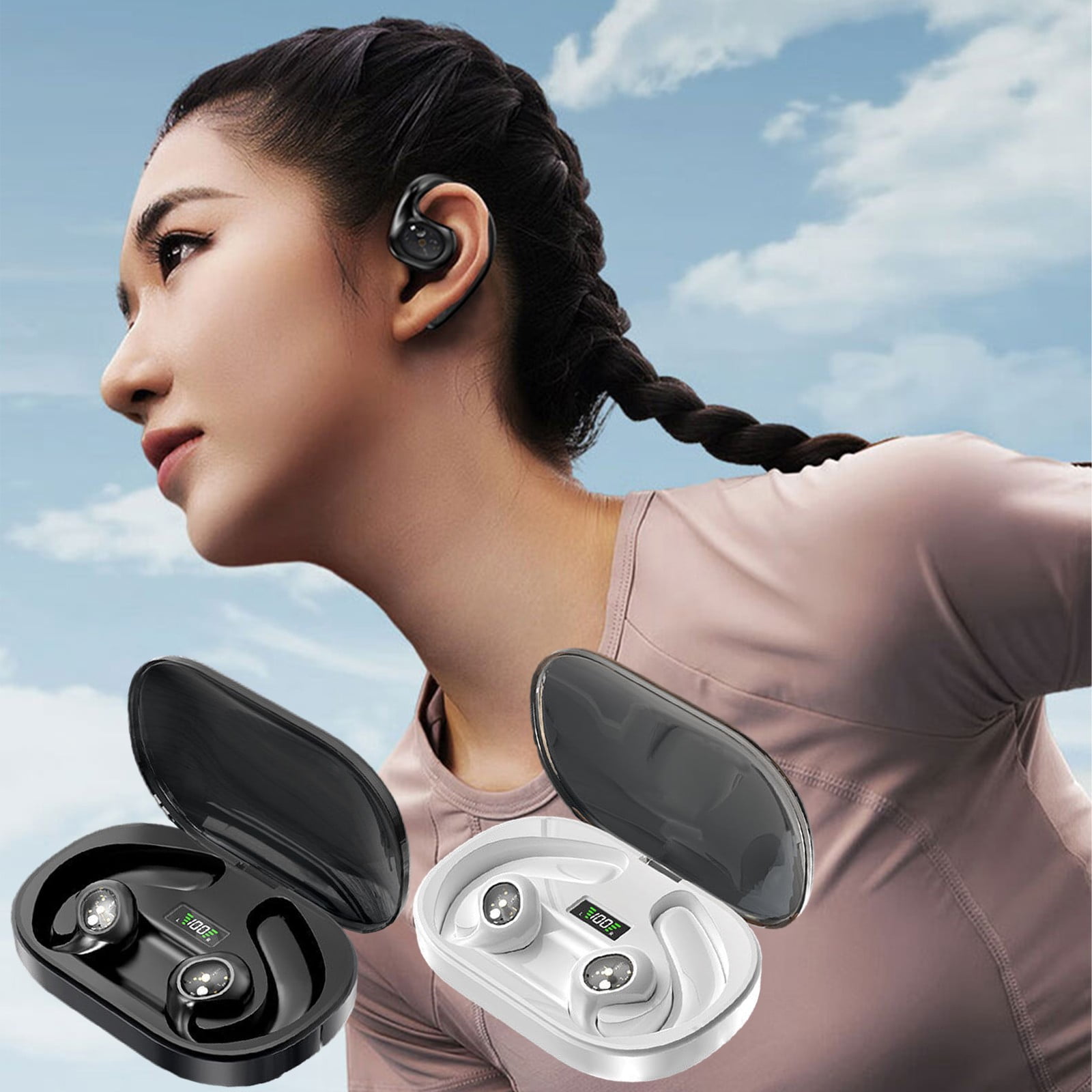 Popular Picks, Bluetooth Headphones Touches LED Digital Display Screen 5.3 Bluetooth Chip Type-c ...