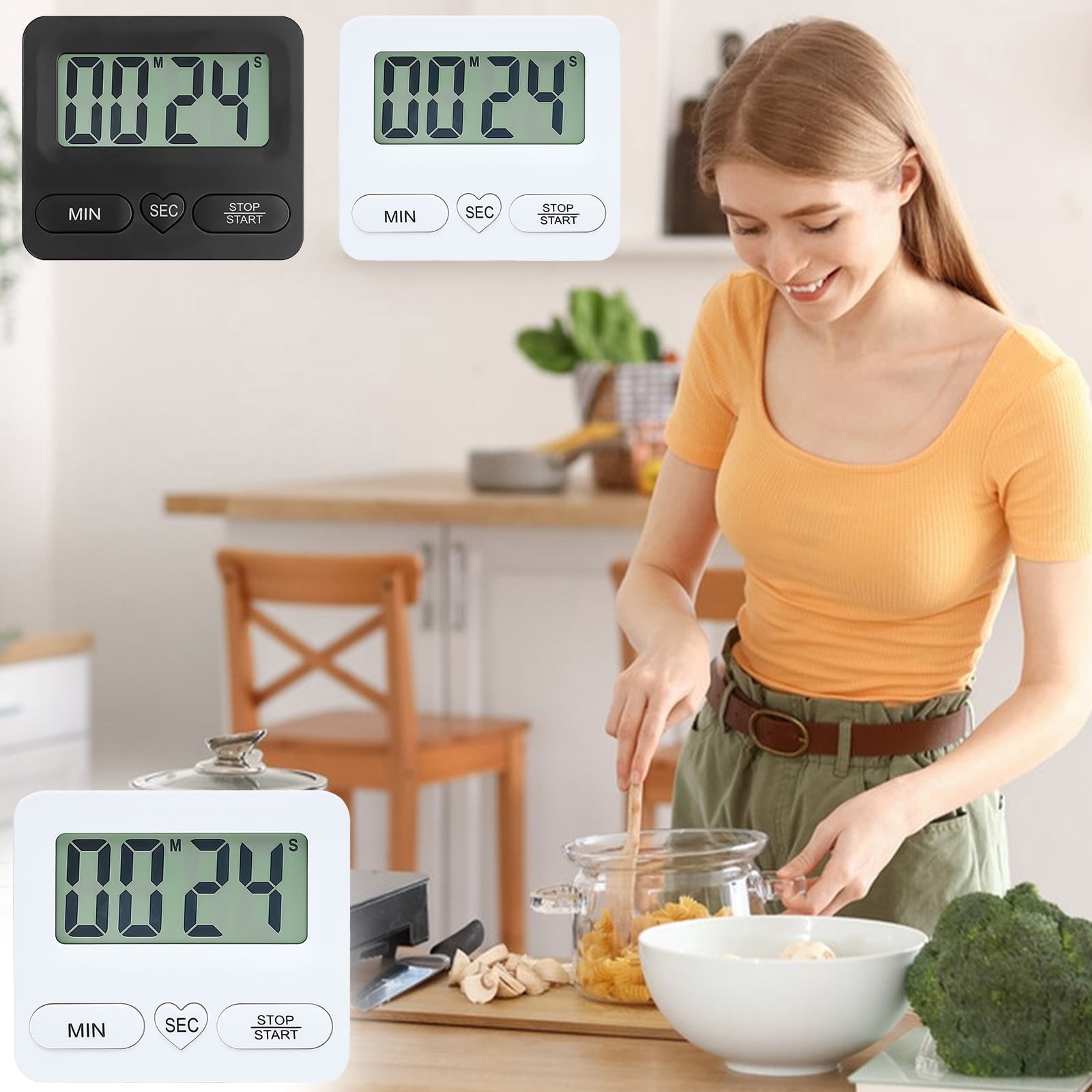 Popular Picks, Electronic Student Alarm Clock with Simple Display,White ...