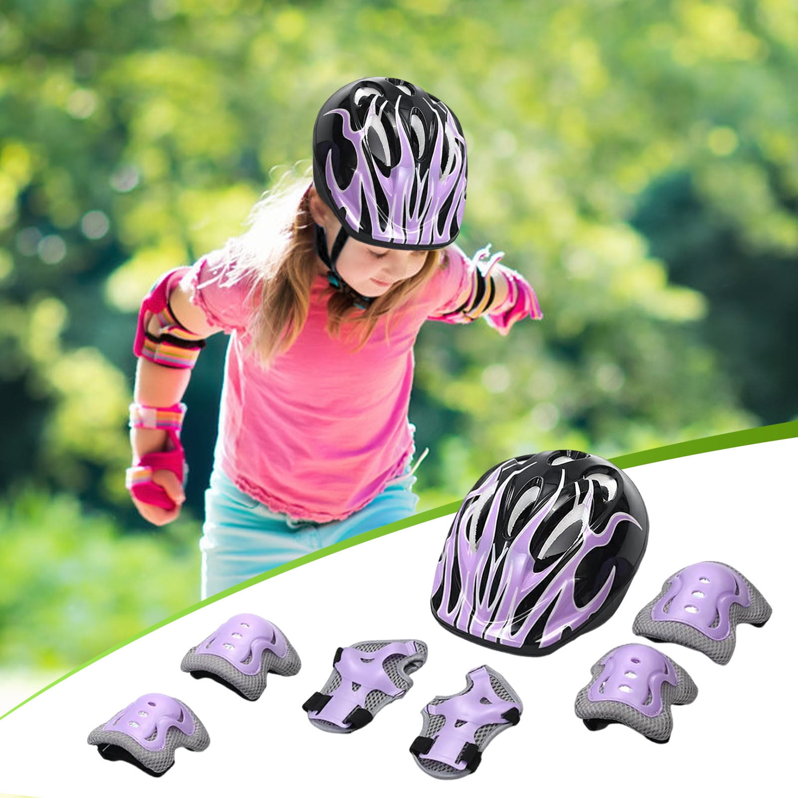 Popular Picks, Helmet Knee Elbow Pads, Girls Cycling Protection, Durable Abs Plastic, Reflective ...