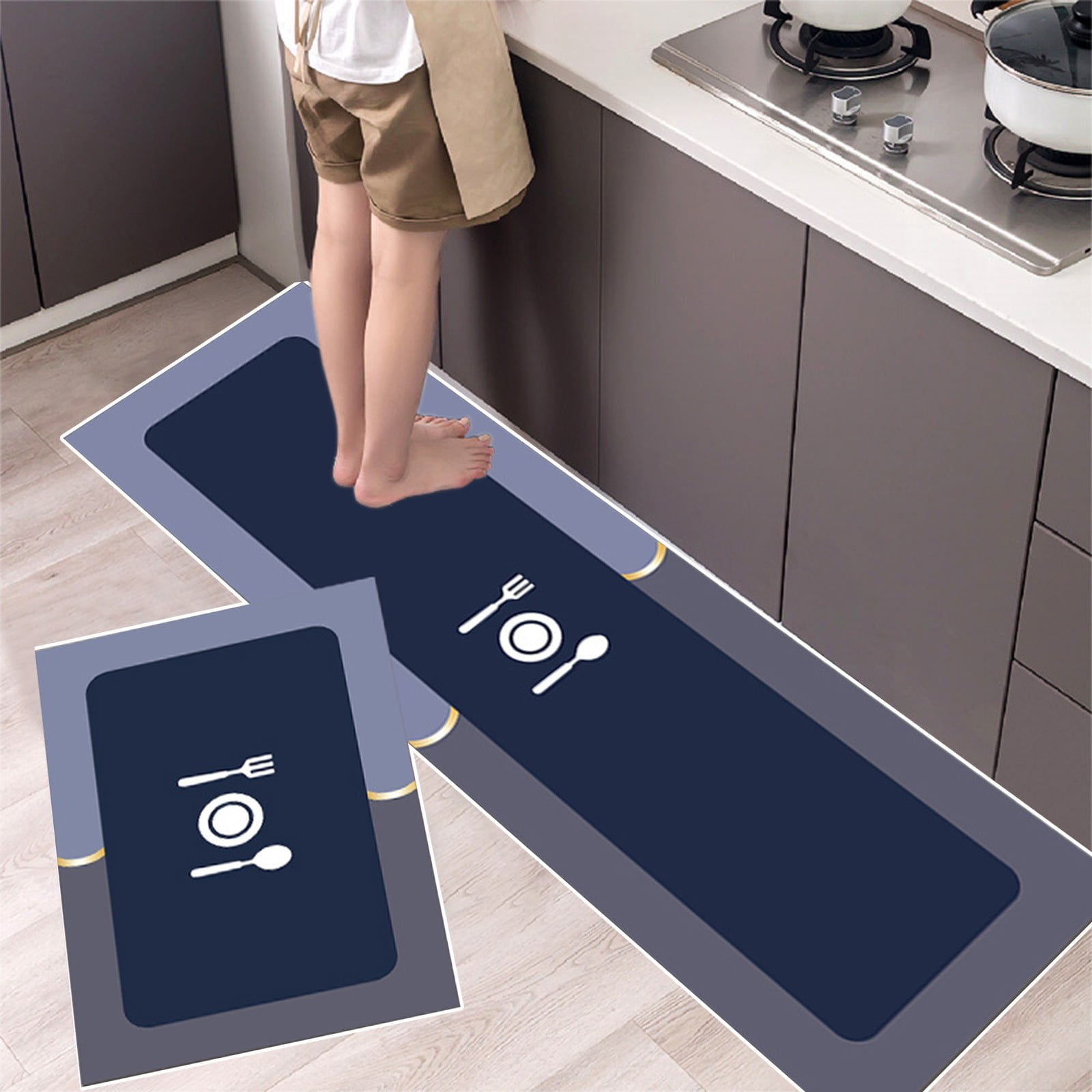 Popular Picks, Kitchen Floor Mat Set Ergonomic Cushioned Seaweed Design ...