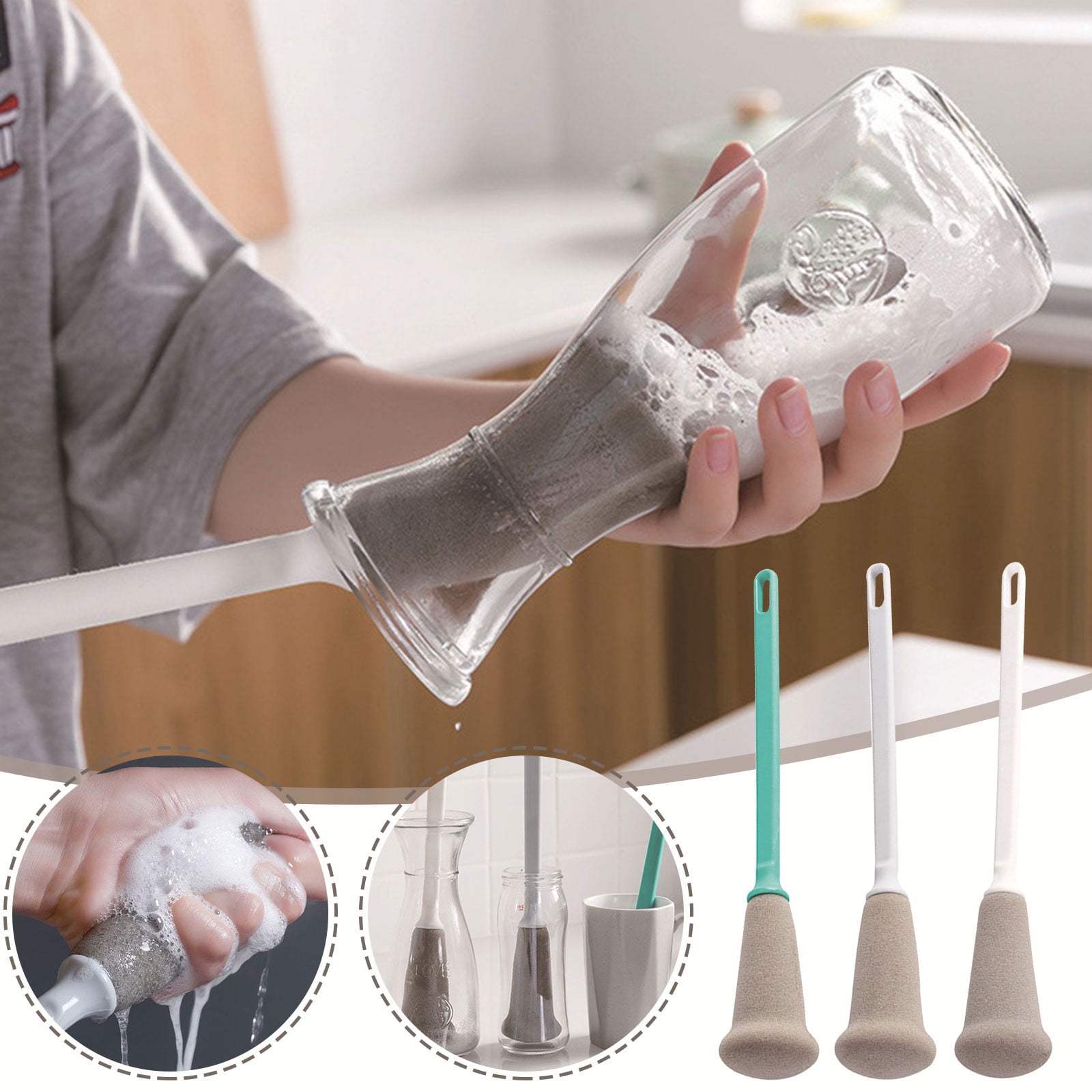 Popular Picks, Long Handle Sponge Cup Brush - Cleaning Glass Bottle ...