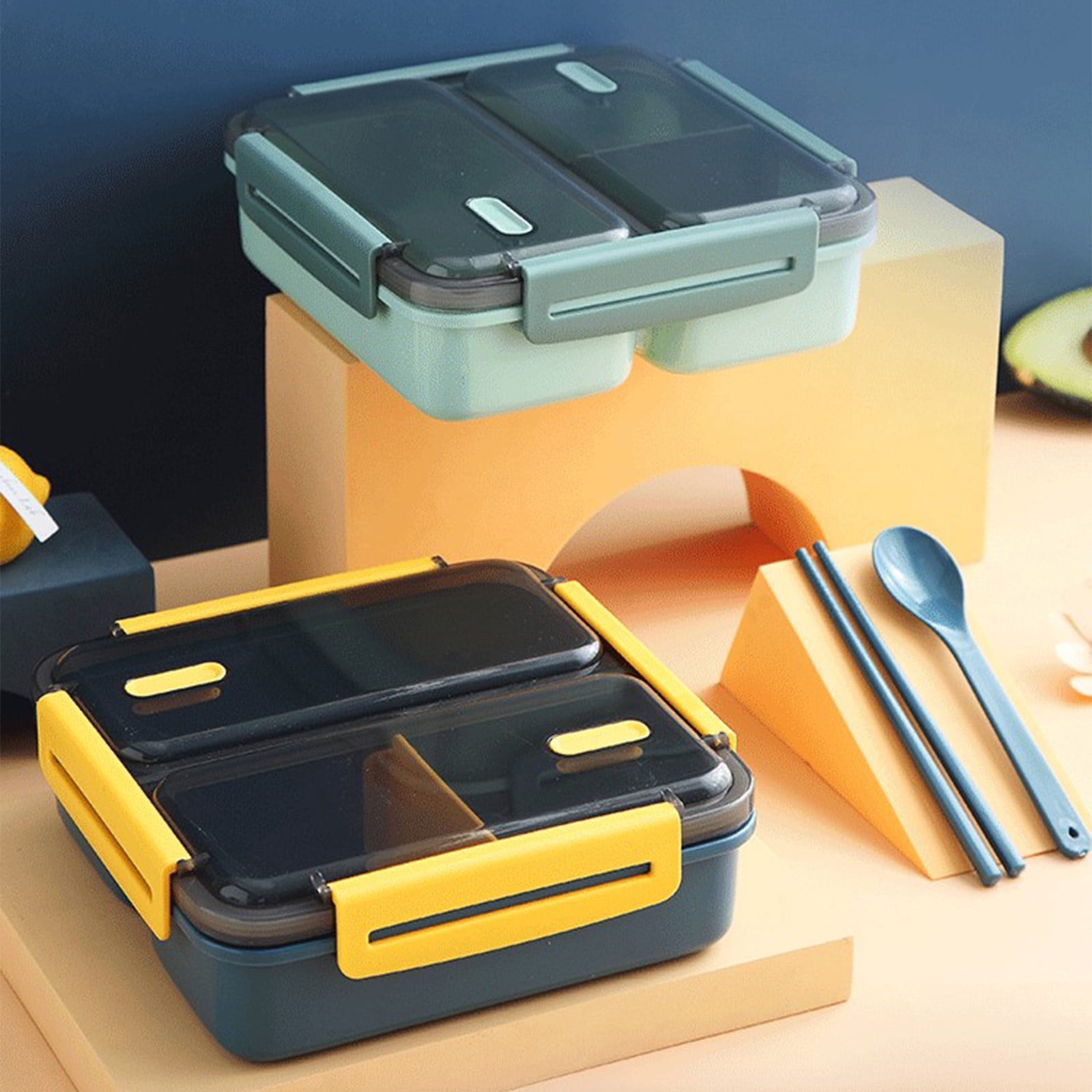 Popular Picks, Lunch Box 3-compartment Bento Food Container, Portable ...