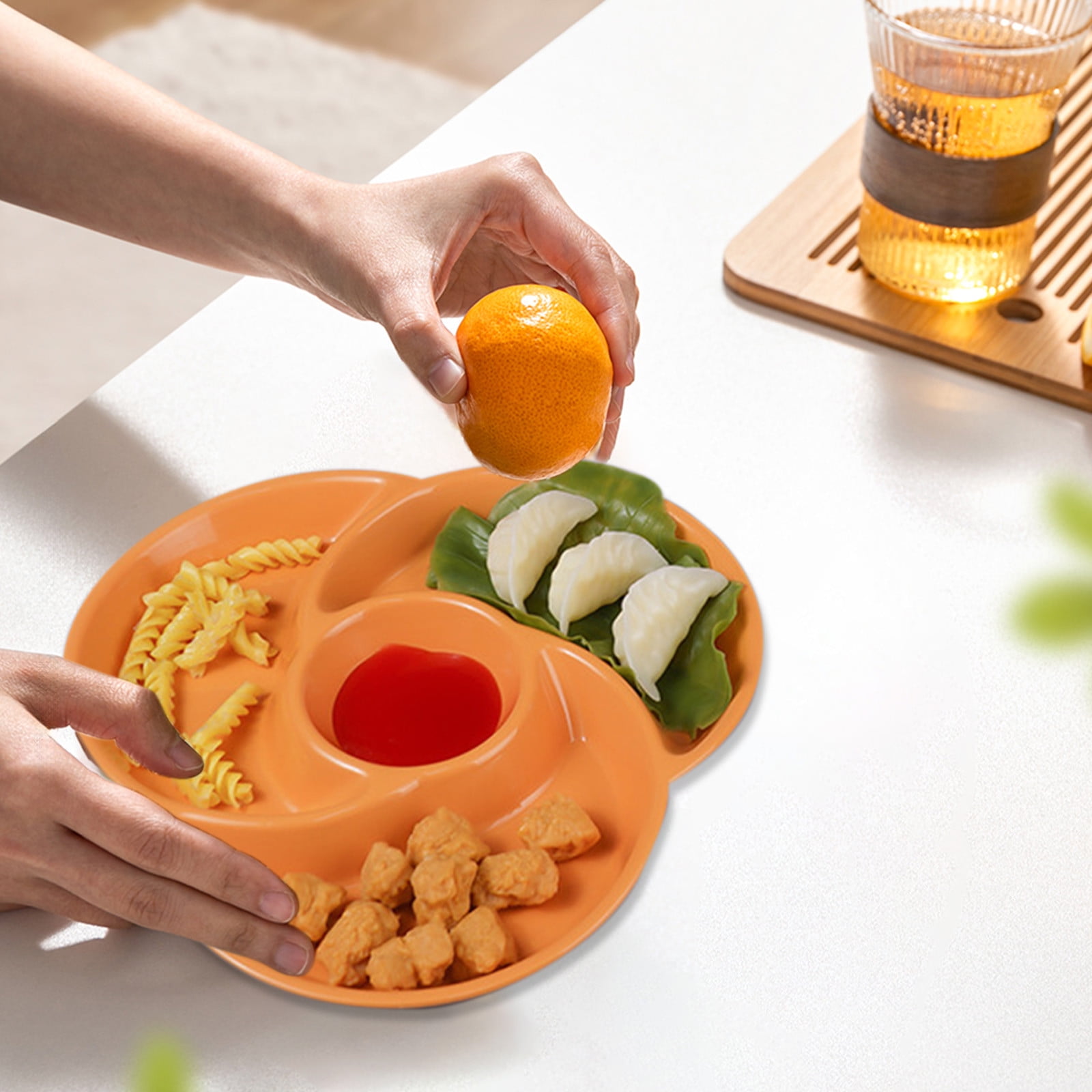 Popular Picks, Plastic Fruit Plates Dessert Platter, Four Grids ...