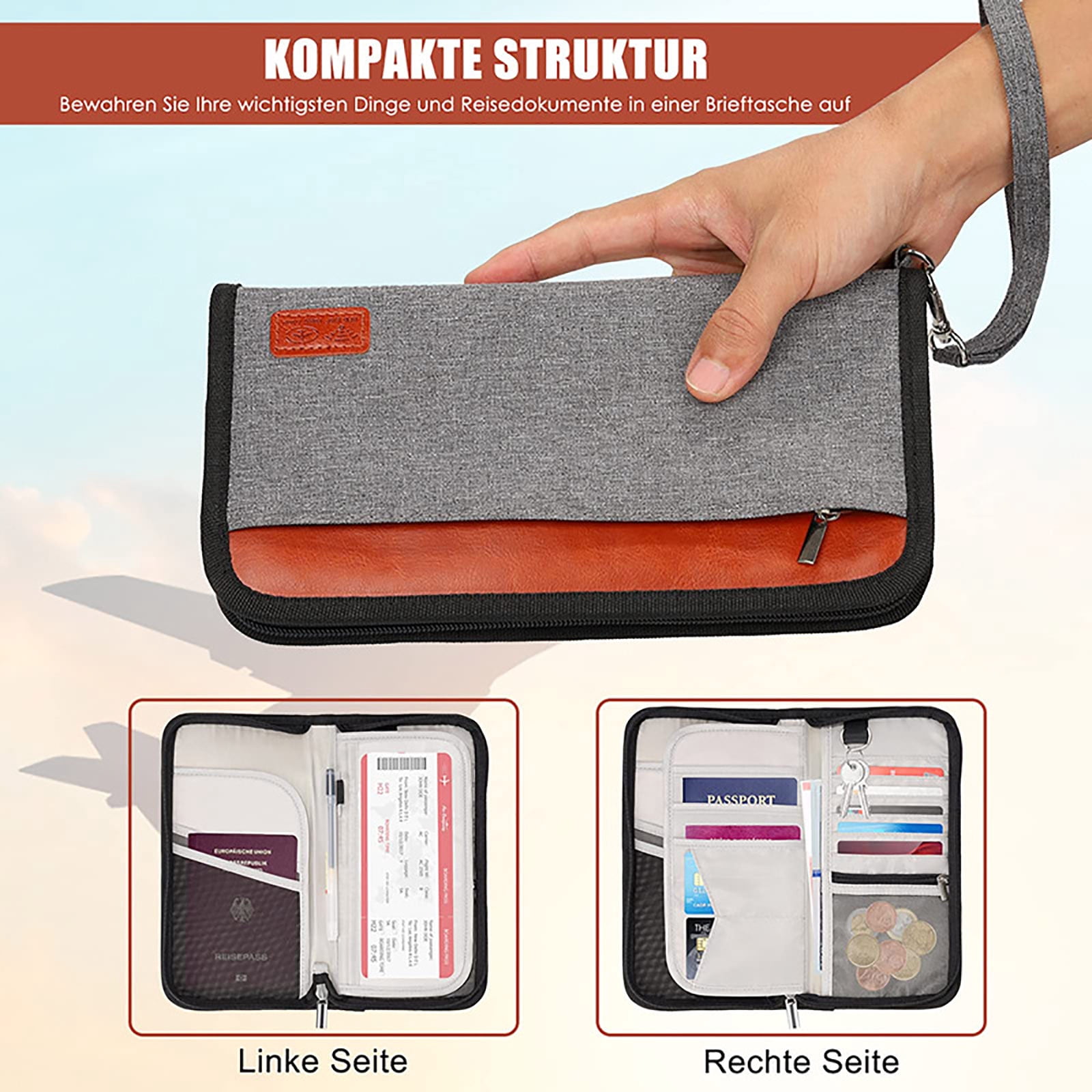 Popular Picks, Portable Travel Document Bag with RFID Protection, Large ...