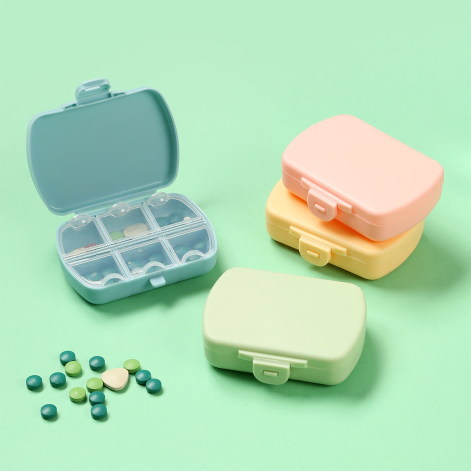 Popular Picks, Portable Vitamin Box, Mini 6 Compartment Plastic ...