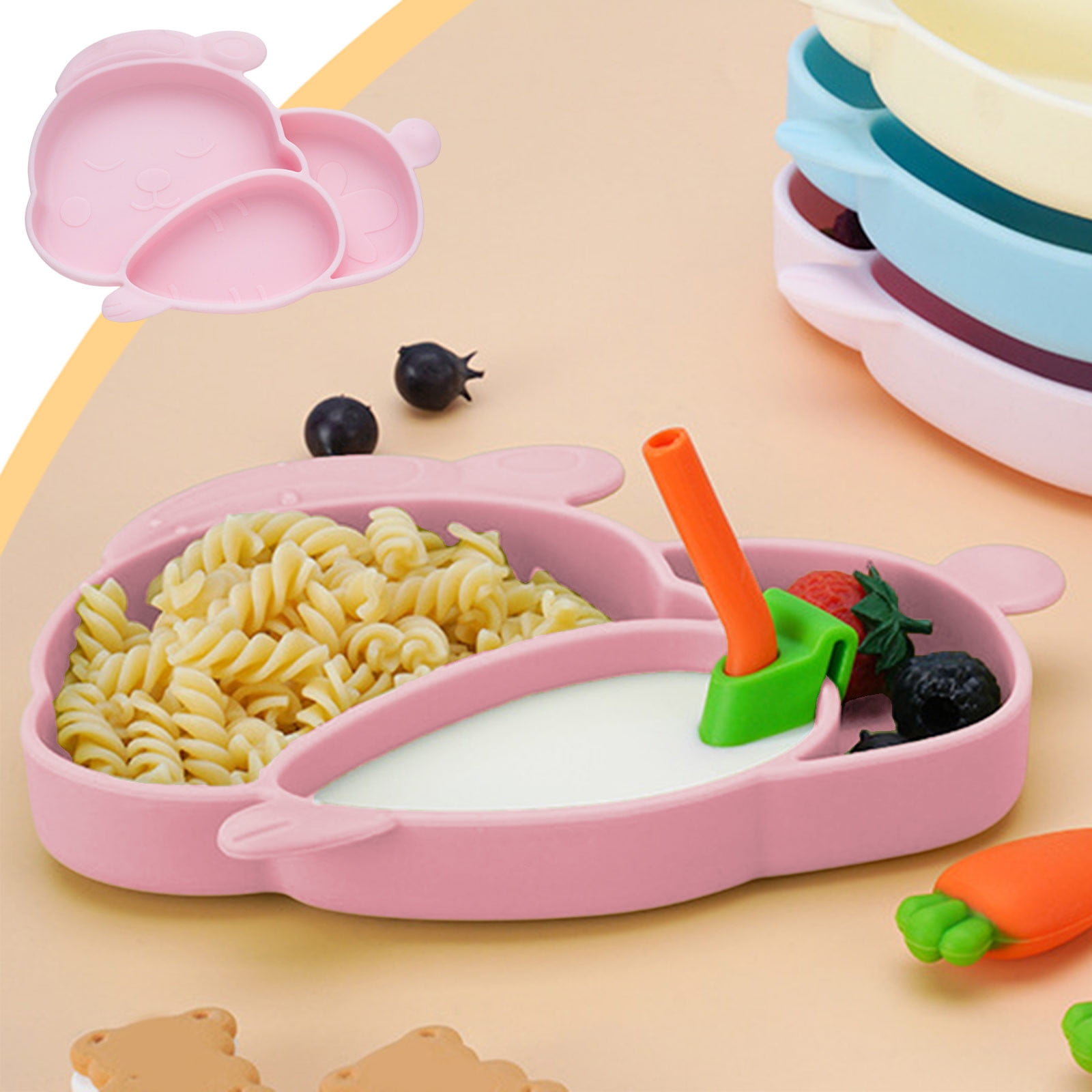 Popular Picks, Rabbit Shape Divided Dinnerware Set, Non-slip Microwave ...