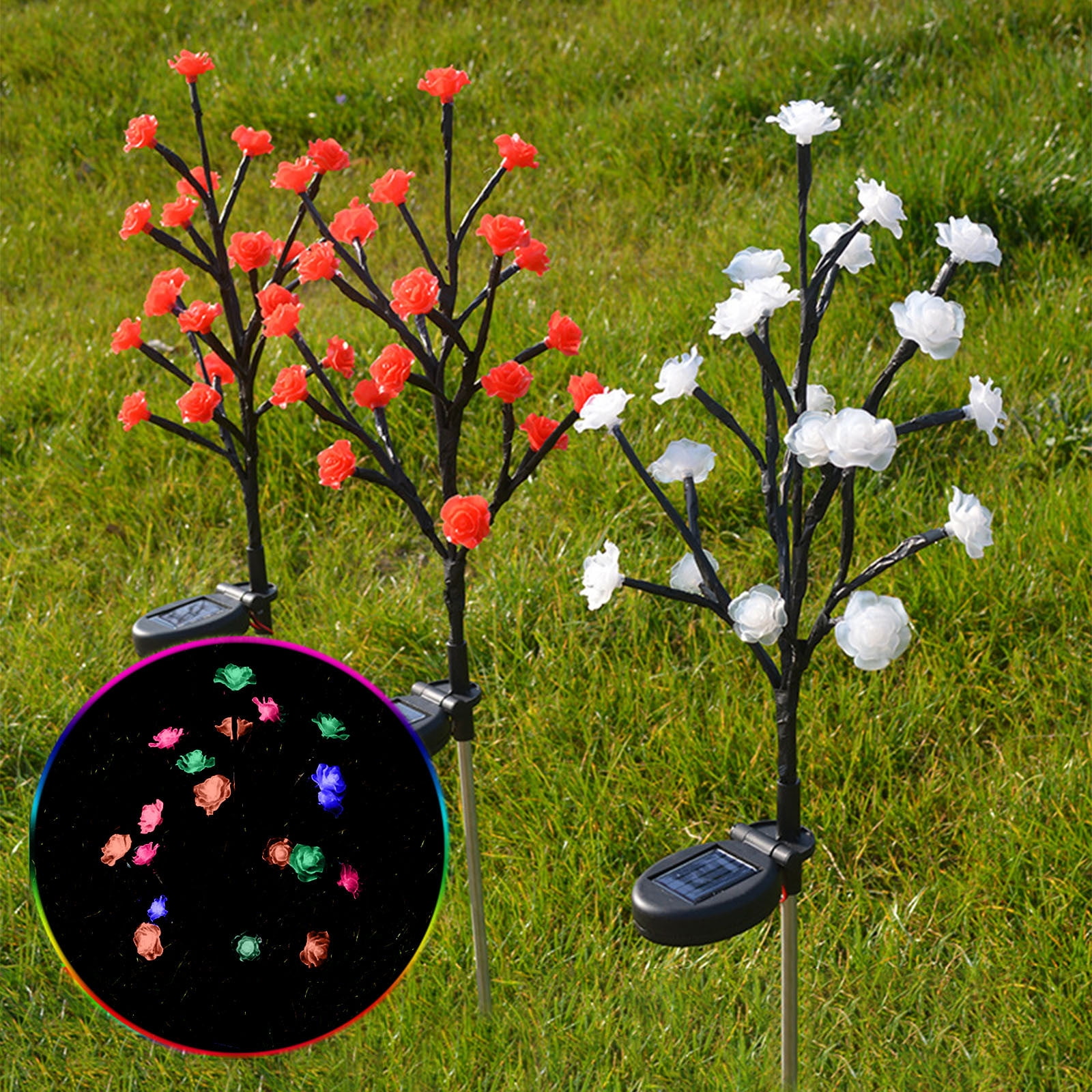 Popular Picks, Solar Flower Lights Outdoor, Stake Lights, LED, Auto On ...