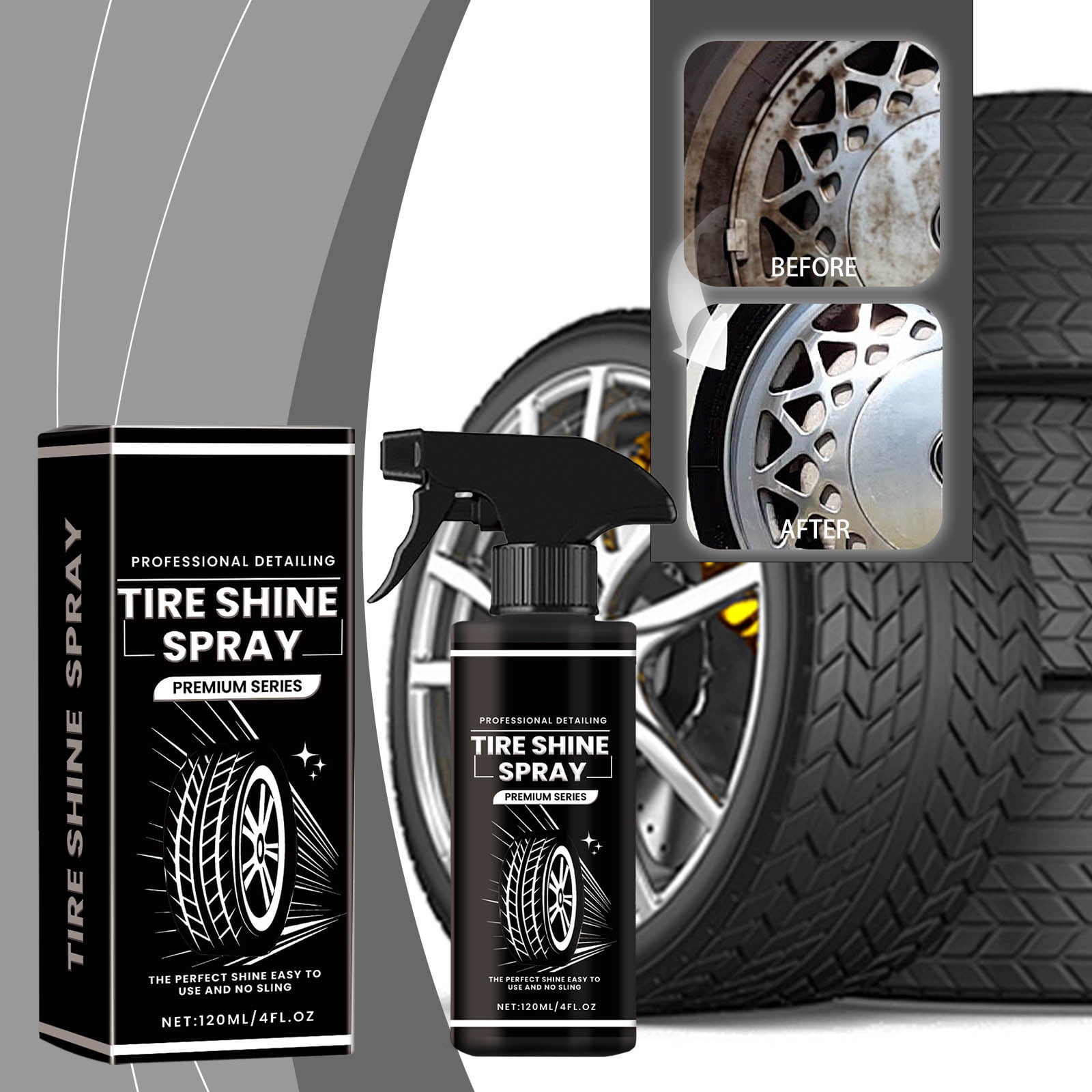 Popular Picks, Tire Gloss Spray, 120ml Coating Agent, Polishing Liquid ...
