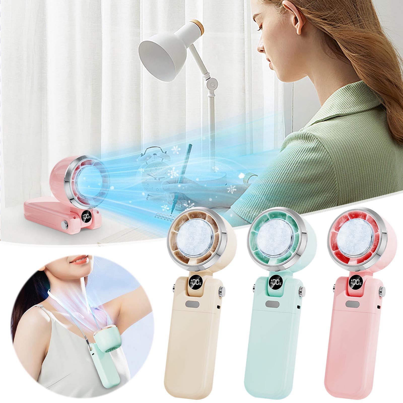 Popular Picks, Turbo Hand Fan, Rechargeable Neck Fan, Foldable Design ...