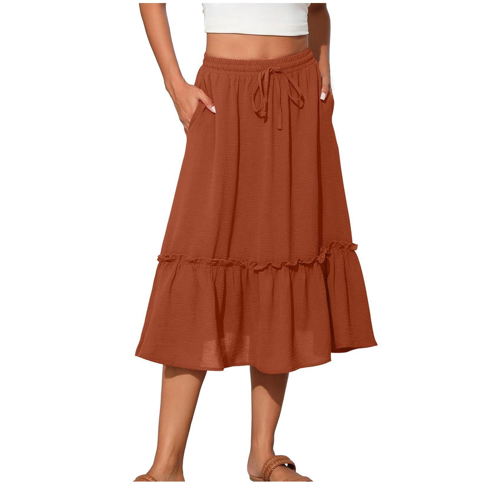 Popular Picks, Women's Fashion Leisure Skirt, Solid Wrinkles Design ...