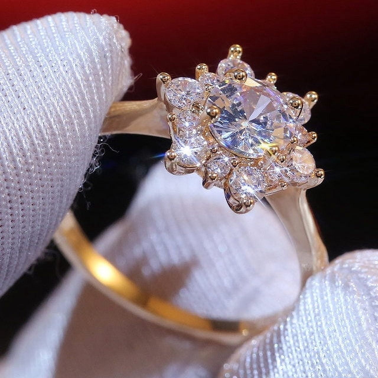 Popular simple and delicate micro inlaid zircon ring - Walmart.com