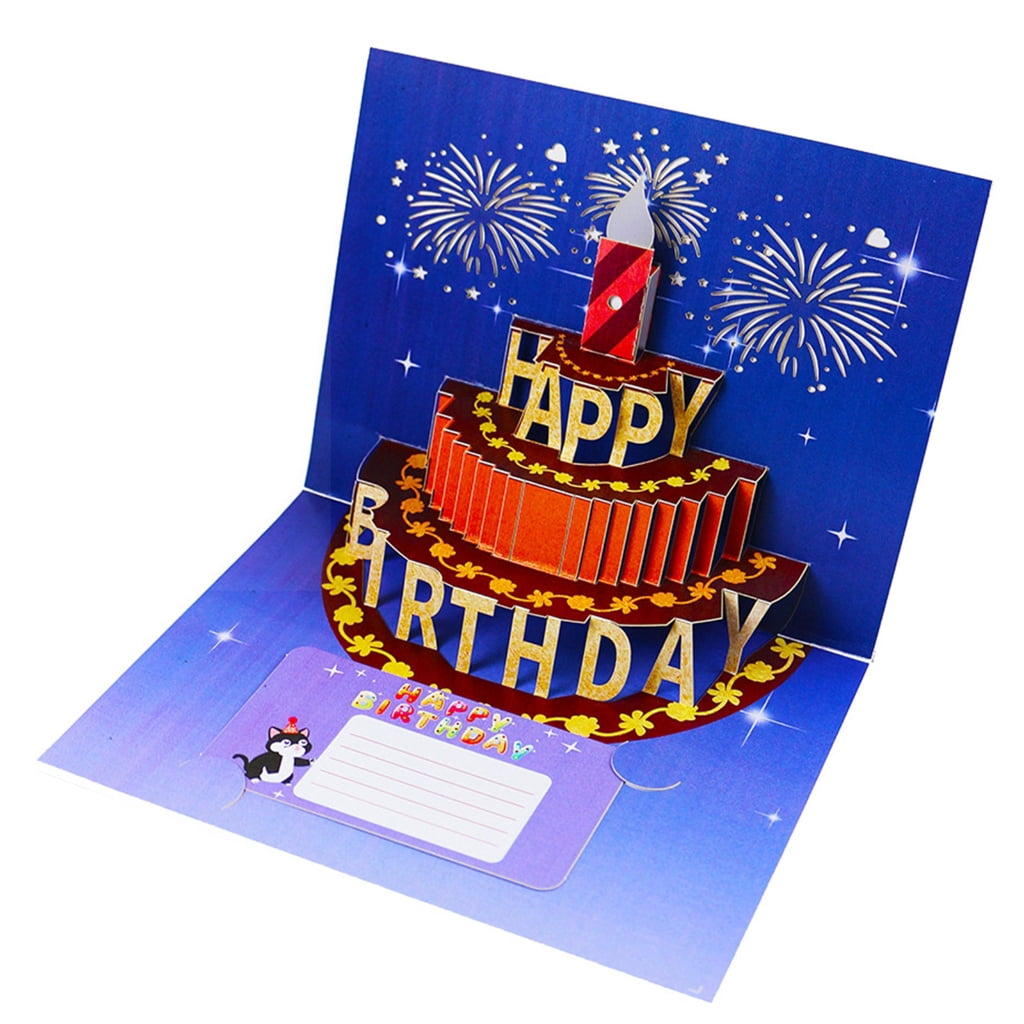 Popup Happy Birthday Card 3D Paper Carving Crafts Greeting Cards with ...