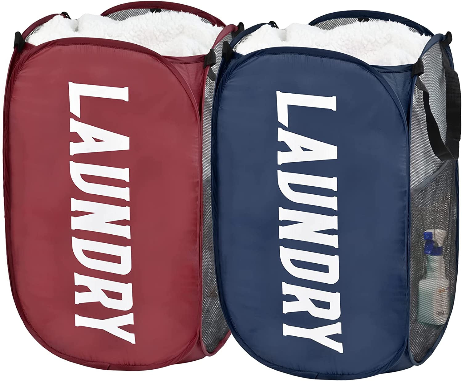 Popup Laundry Hamper, 2 Pack Mesh Hampers for Laundry Collapsible ...