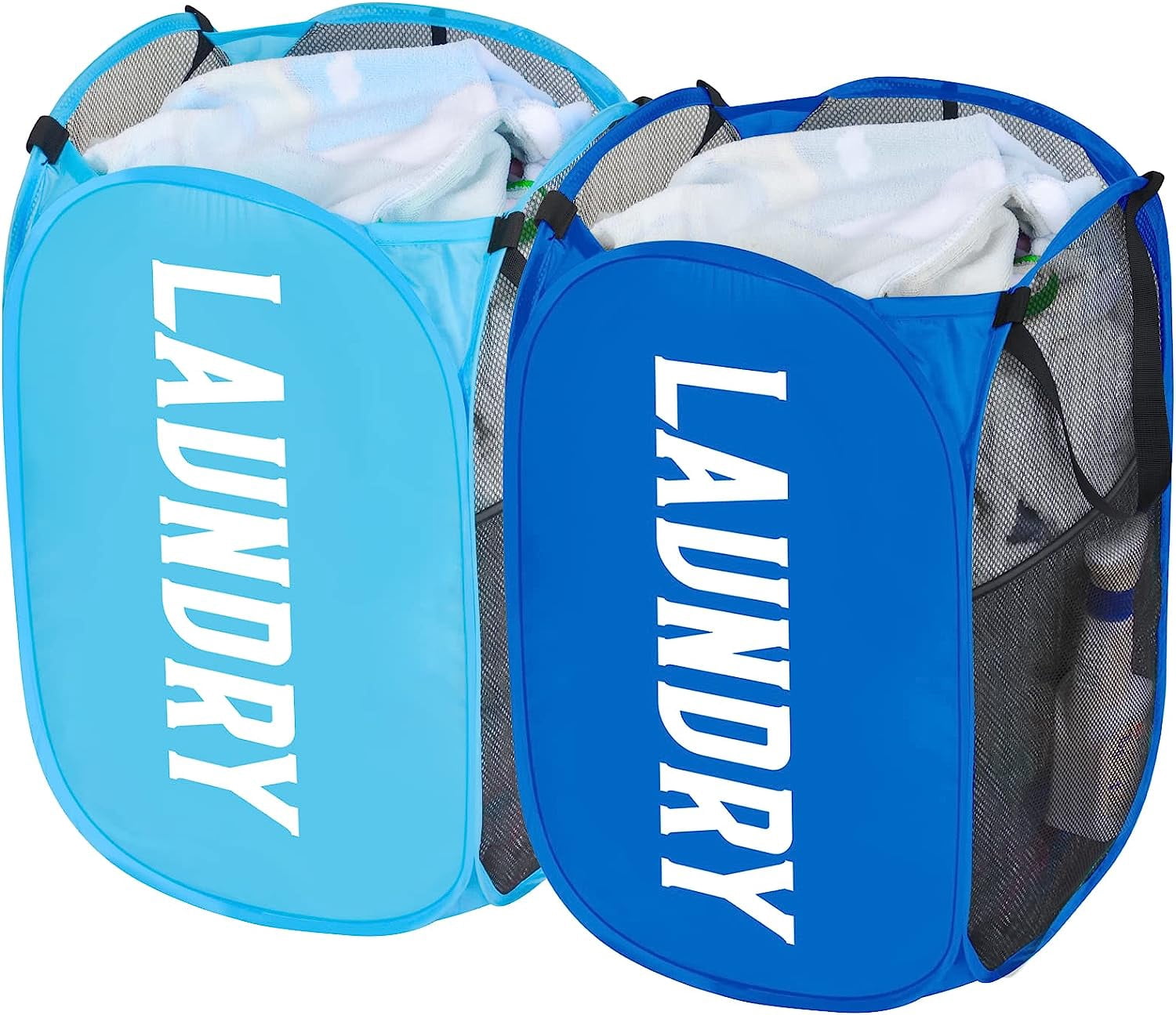 Fiodrimy Portable Popup Laundry Hamper, Collapsible, Light Blue & Dark ...