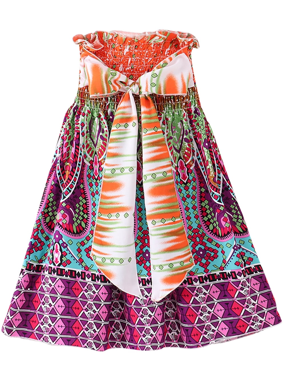 Popvcly 2-8T Kids Toddler Girls Bohemian Flowers Bowknot Sleeveless ...