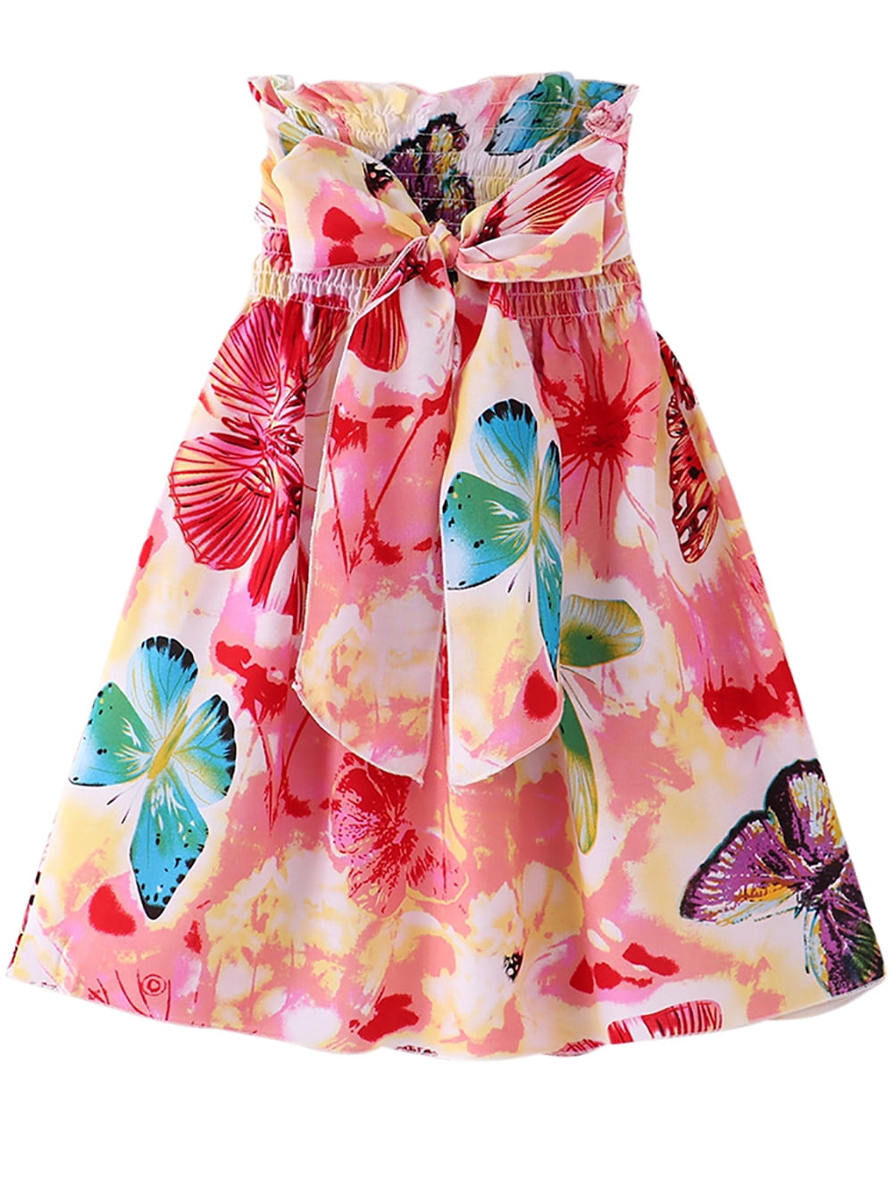 Popvcly 2-8T Kids Toddler Girls Bohemian Flowers Bowknot Sleeveless ...