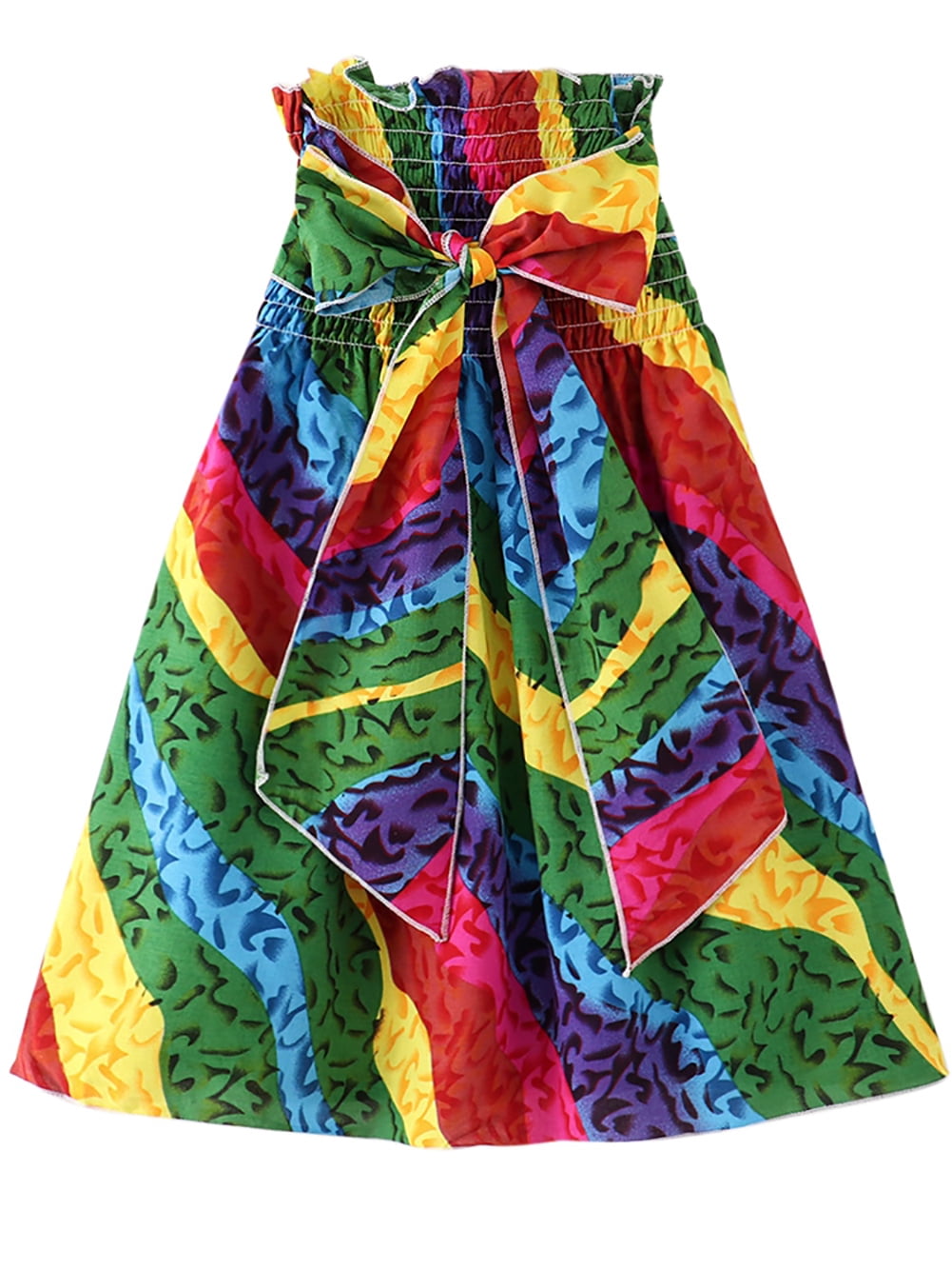 Popvcly 2-8T Kids Toddler Girls Bohemian Flowers Bowknot Sleeveless ...