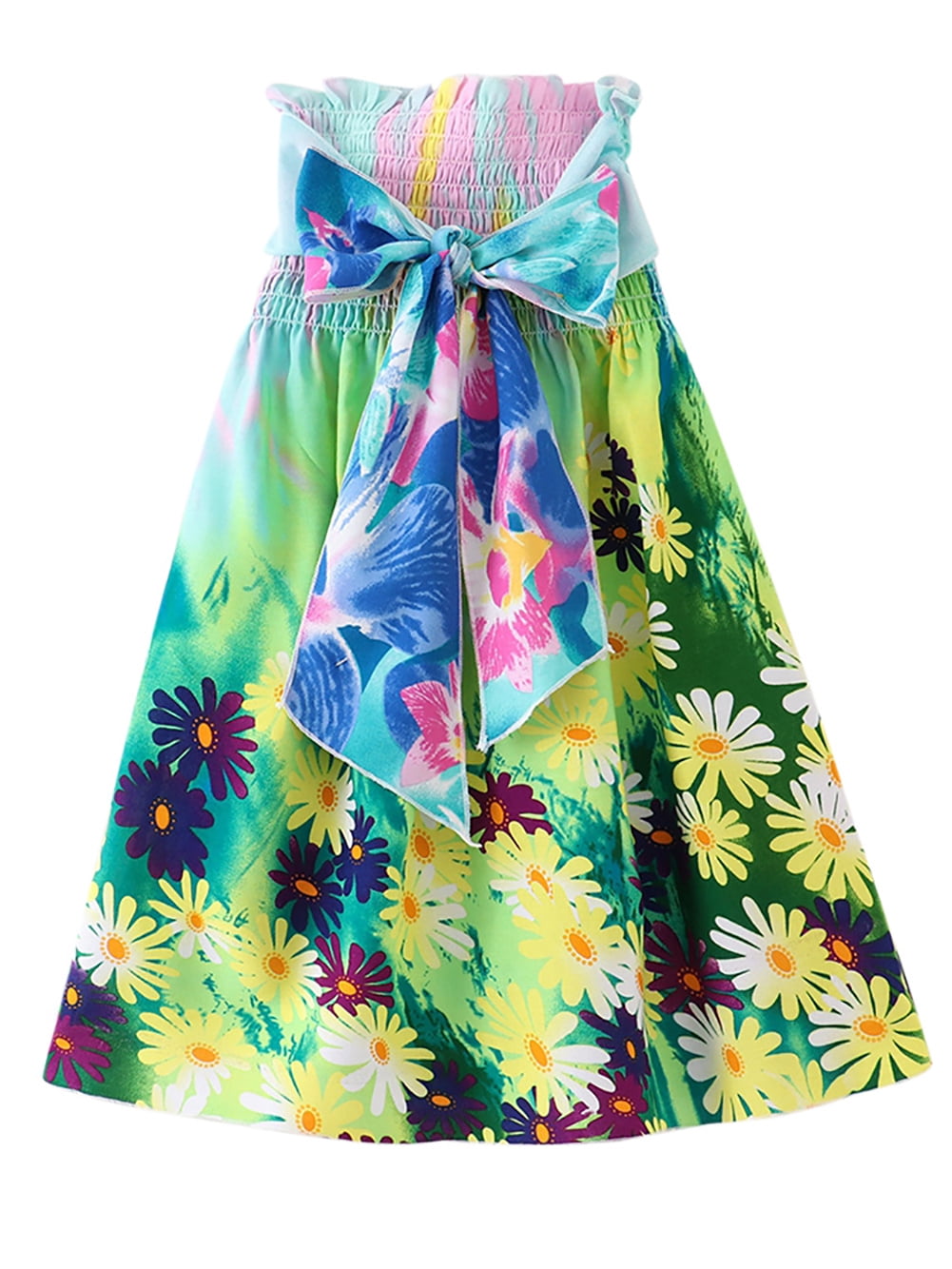 Popvcly 2-8T Kids Toddler Girls Bohemian Flowers Bowknot Sleeveless ...