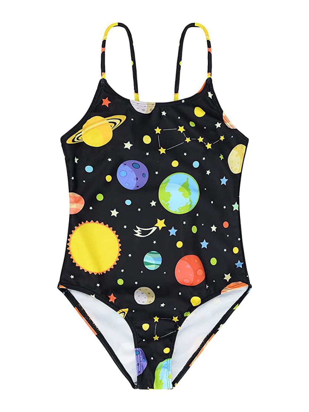 4-8T Little Girls Swimsuit Printed One-Piece Adjustable Swimwear Kids ...