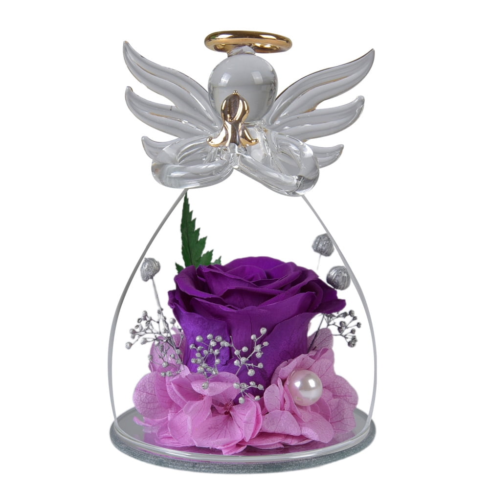 Popvcly Angel Rose Figurines Angel Gifts for Women,Preserved Rose Glass ...