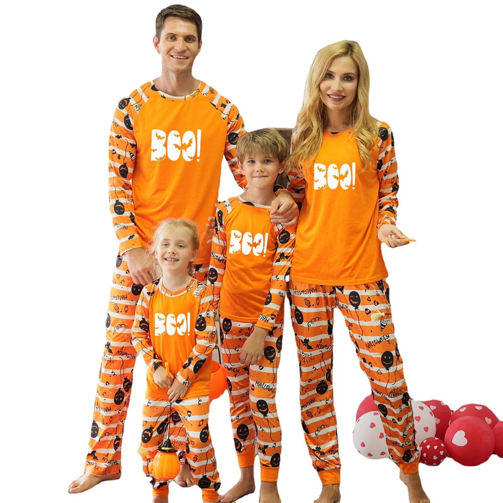 Popvcly Family Matching Halloween 2 Piece Pajamas, Funny BOO Letter ...
