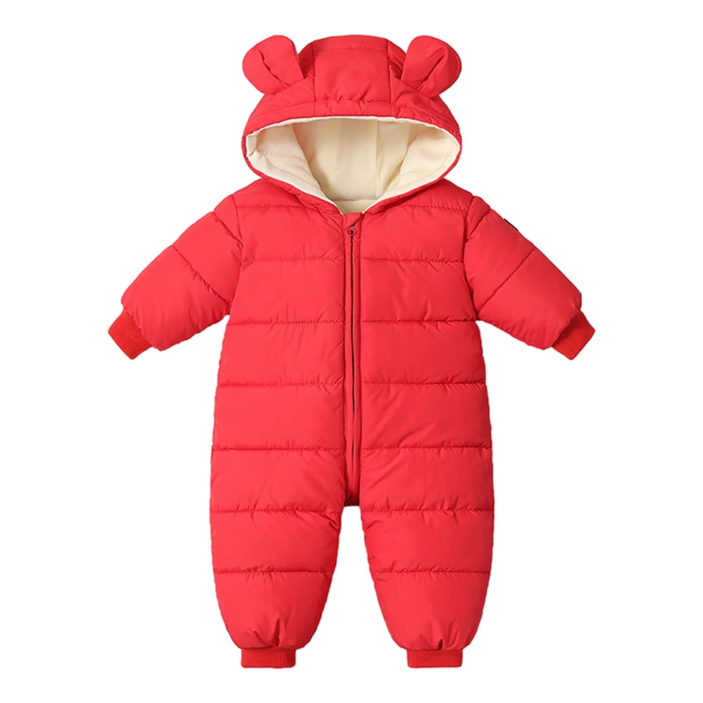Popvcly Infant Toddler Snowsuit Cute Baby Bear Suit Newborn Winter Coat Warm Hooded Jumpsuit for ...