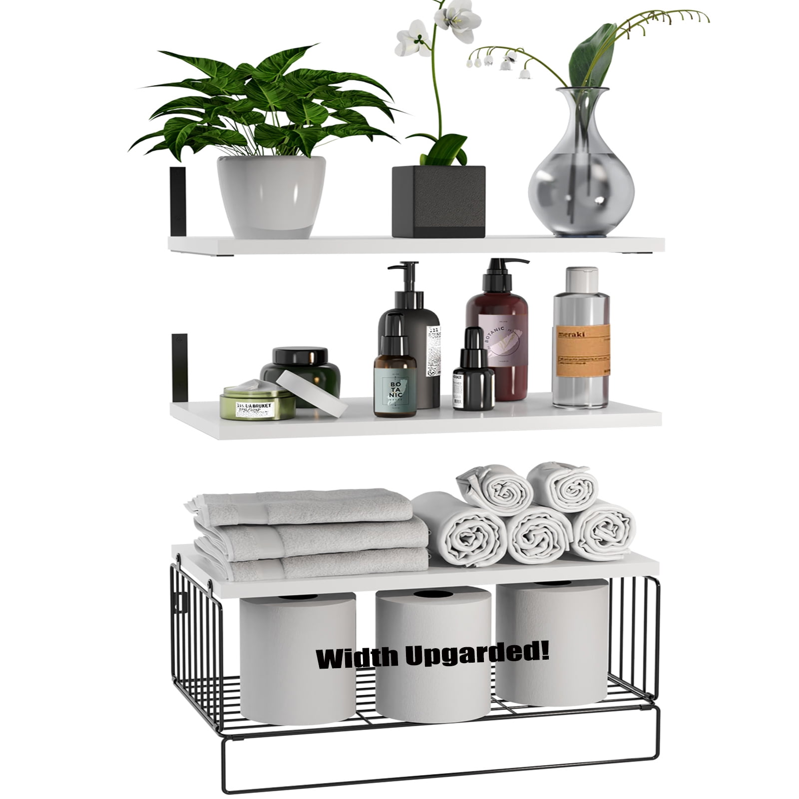 Walmart Floating Bathroom Wood Shelves Over Toilet, Wall Mounted ...