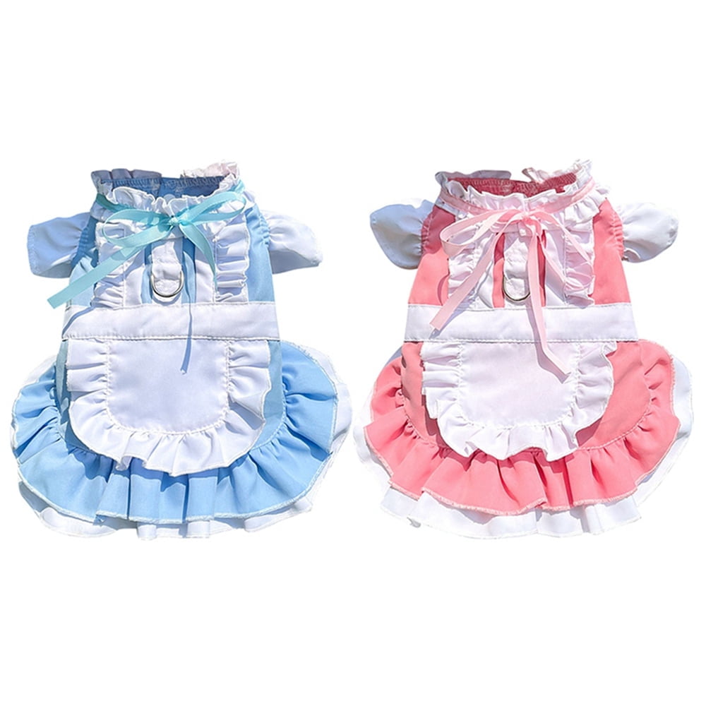 Popvcly Puppy Bow-Knot Dog Cosplay Maid Dress Girl Puppy Clothes for ...