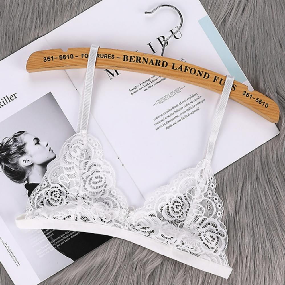 Popvcly Sexy Bra Floral Lace Wire Bra Bustier Sheer Top Seamless