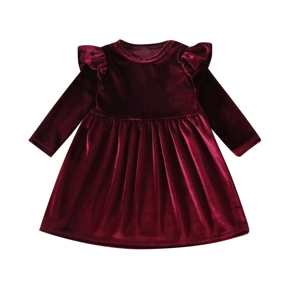 Popvcly Toddler Baby Girls Velvet Tutu Dress Long Sleeve Princess Christmas Birthday Party ...
